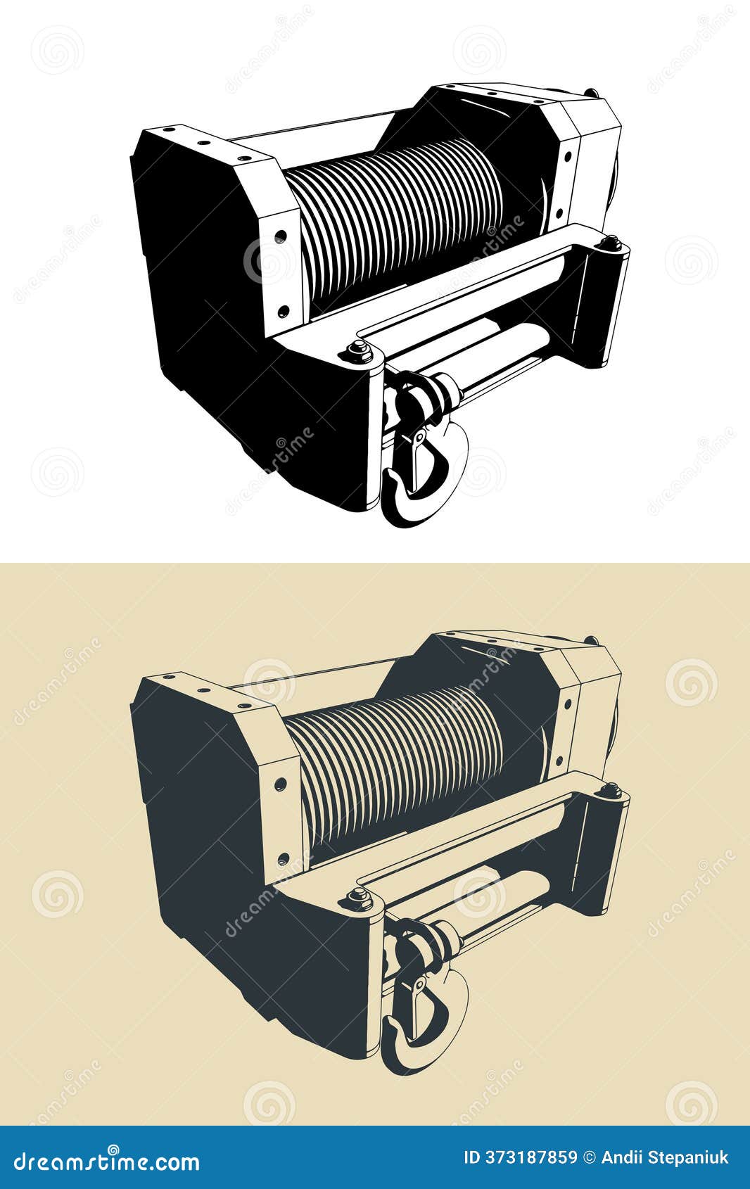 Hydraulic Winch Illustration Cartoon Vector | CartoonDealer.com #373187859