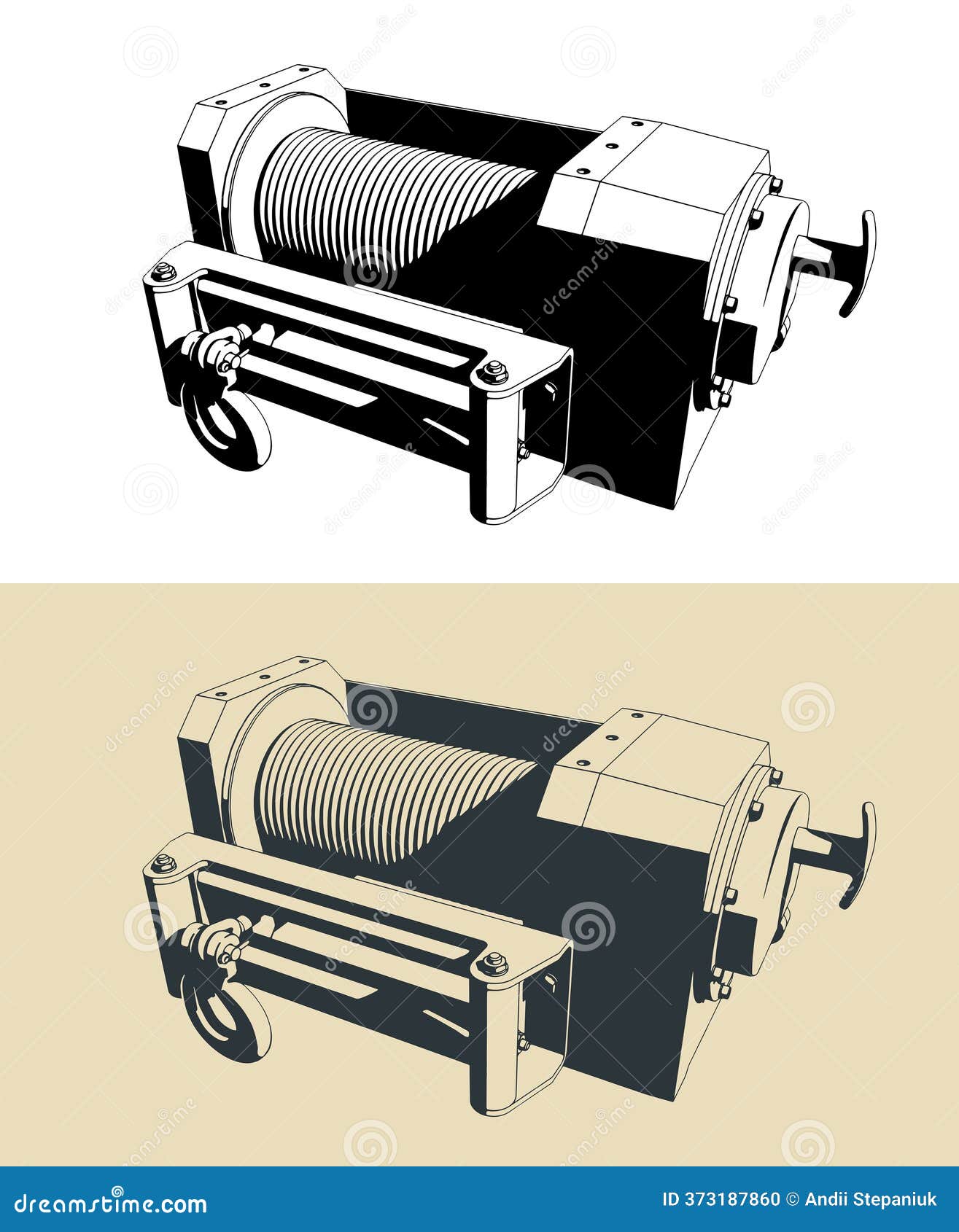 Hydraulic Winch Illustration Cartoon Vector | CartoonDealer.com #373187859