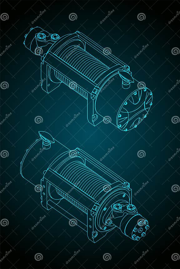 Hydraulic Winch Isometric Drawings Stock Vector - Illustration of ...