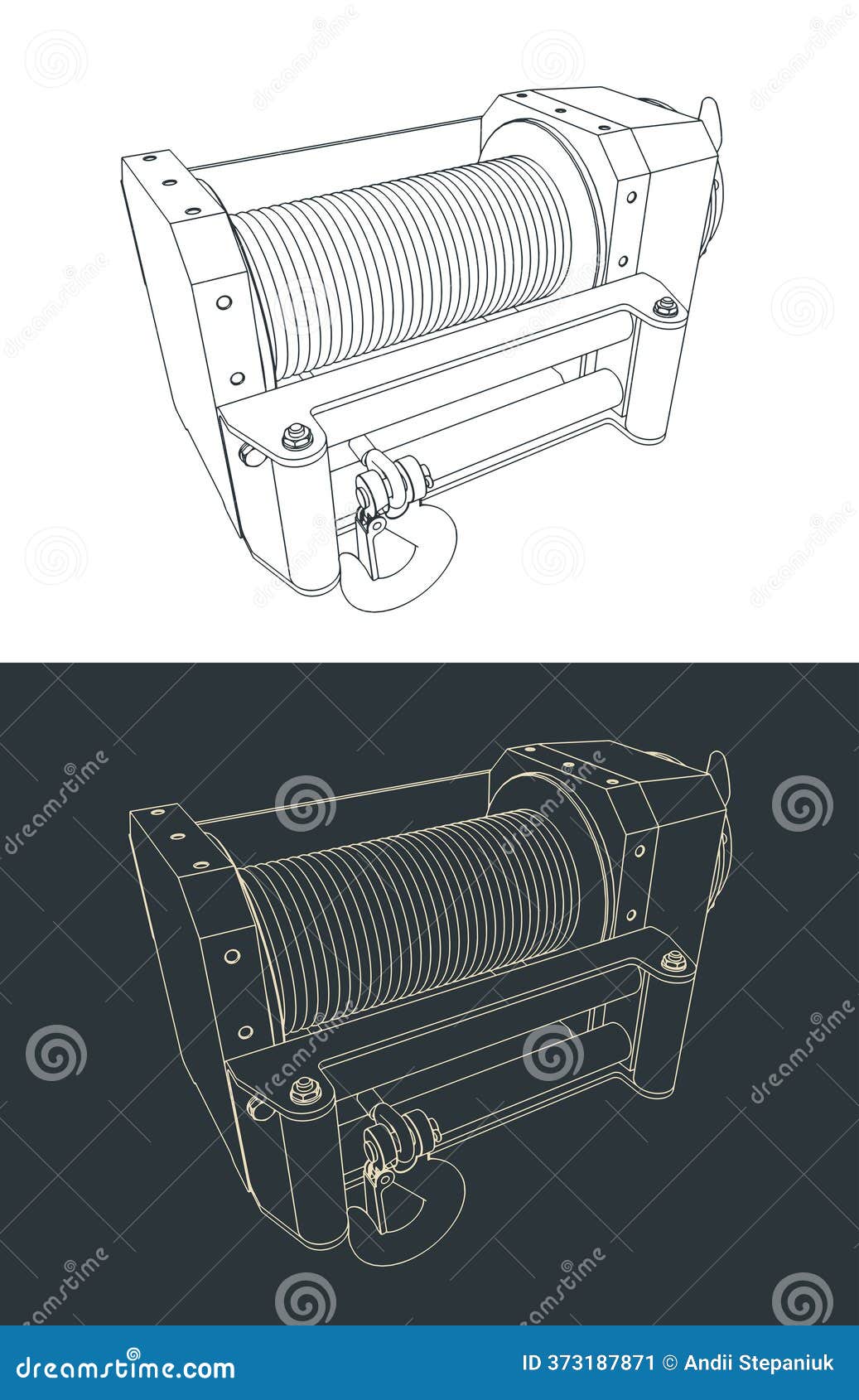 Hydraulic Winch Drawings Cartoon Vector | CartoonDealer.com #251322073
