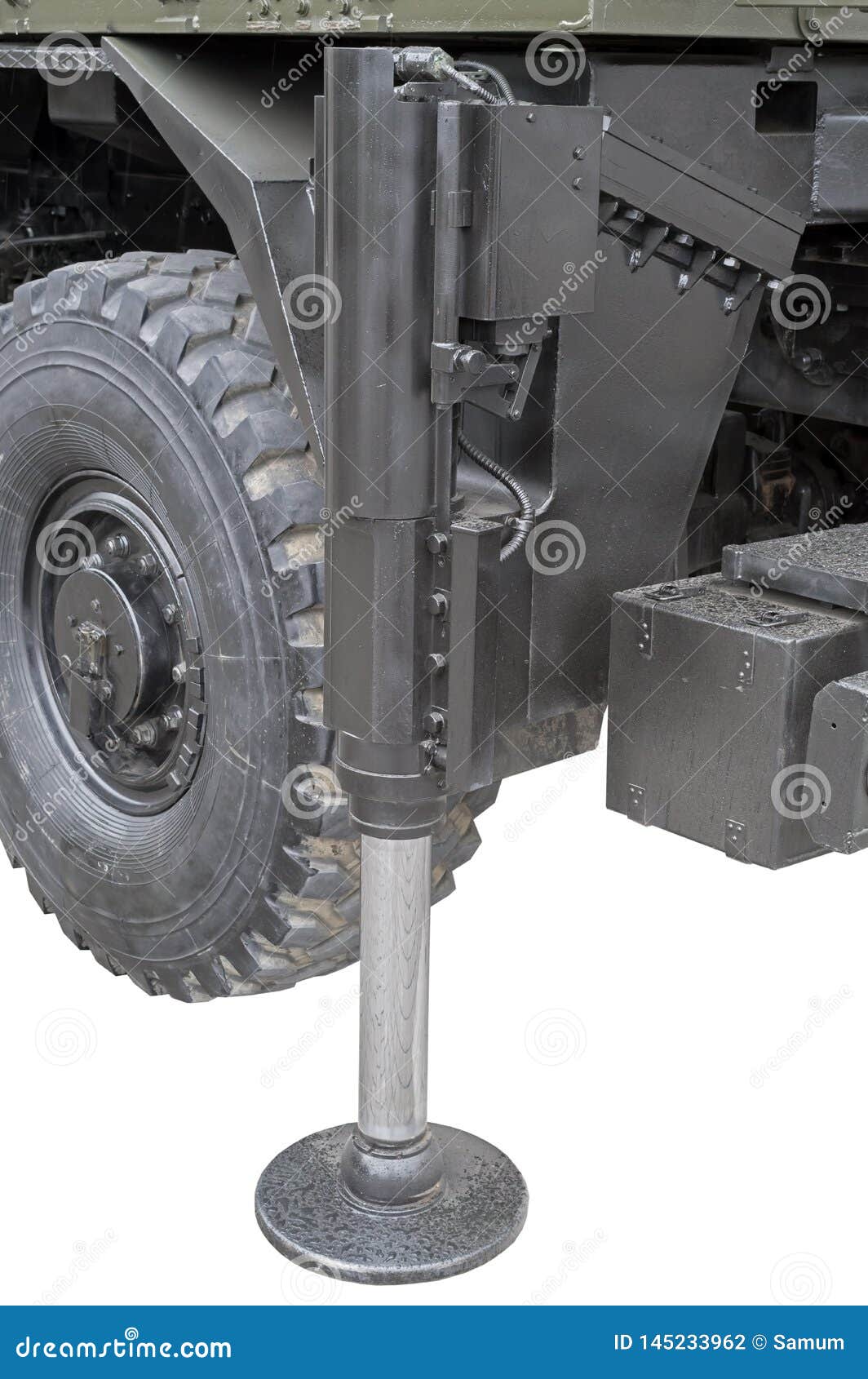 Hydraulic Foot Of The Crane. Extended Side Truck Outrigger Stabilizer ...