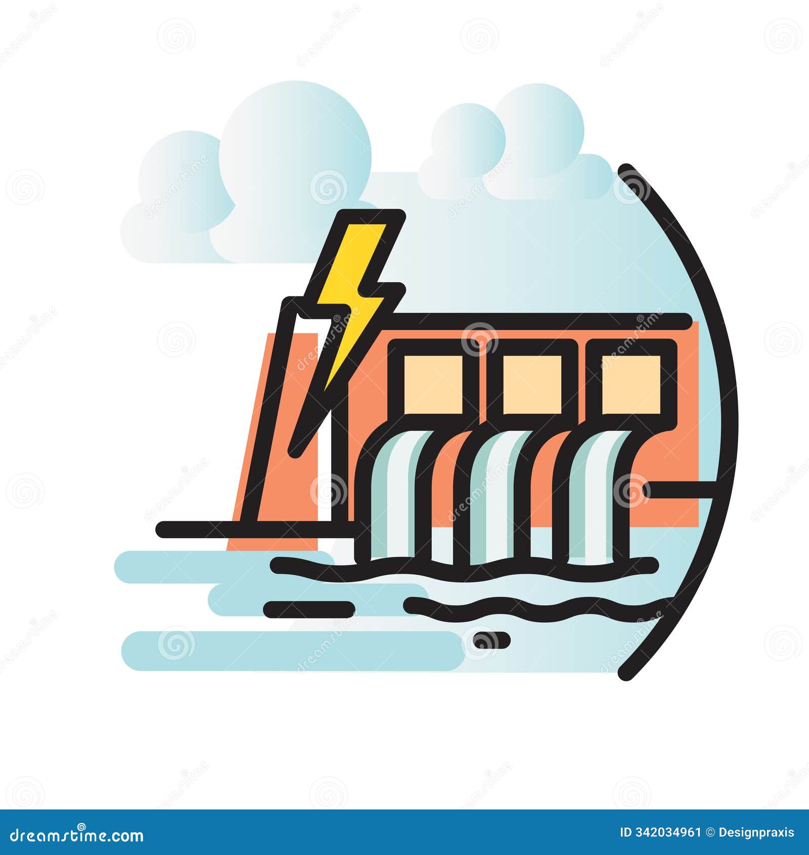 Hydro Dam Project - Icon stock illustration. Illustration of concrete ...