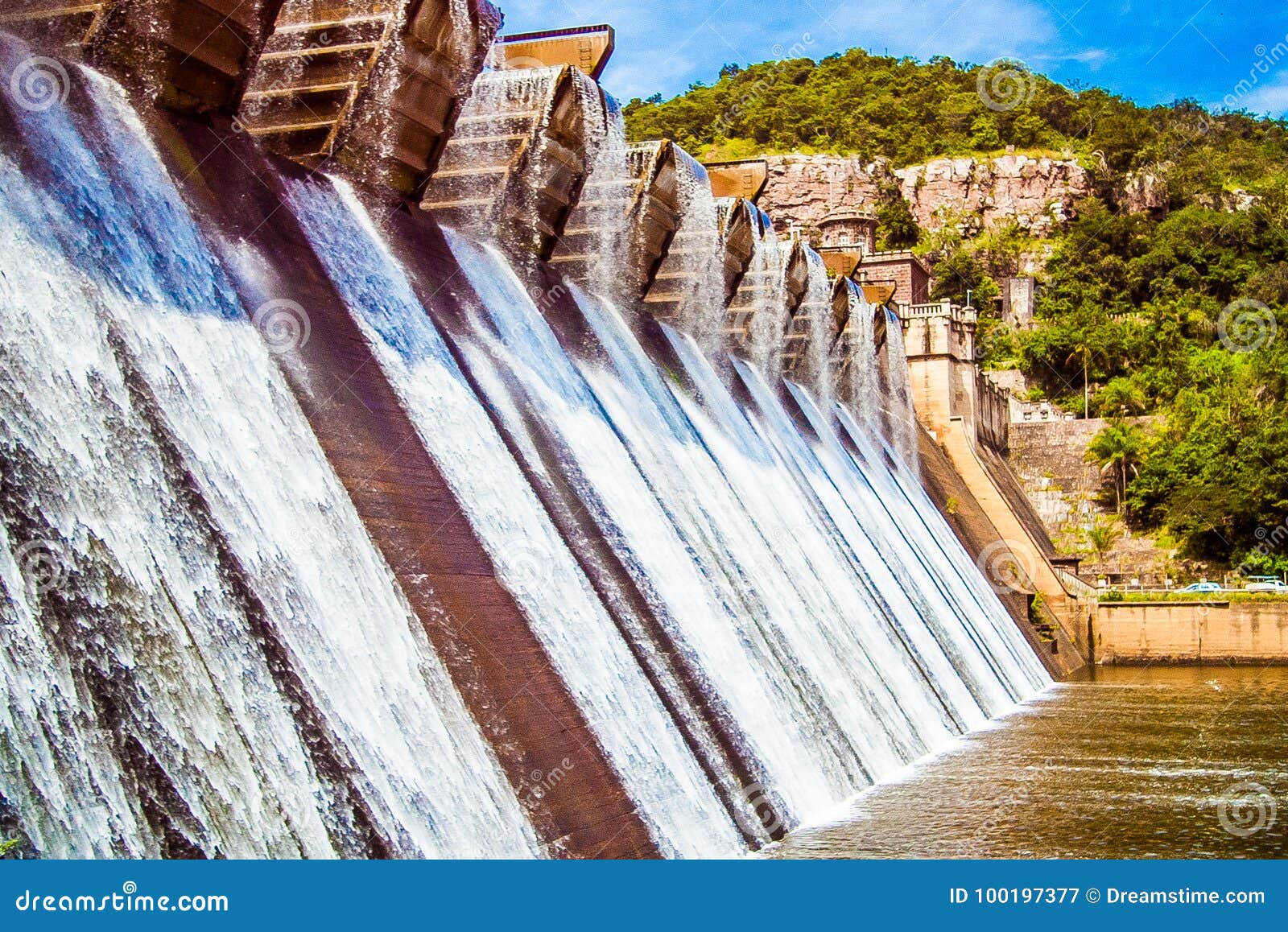 Dam wall stock image. Image of flow, fall, wall, industry - 100197377
