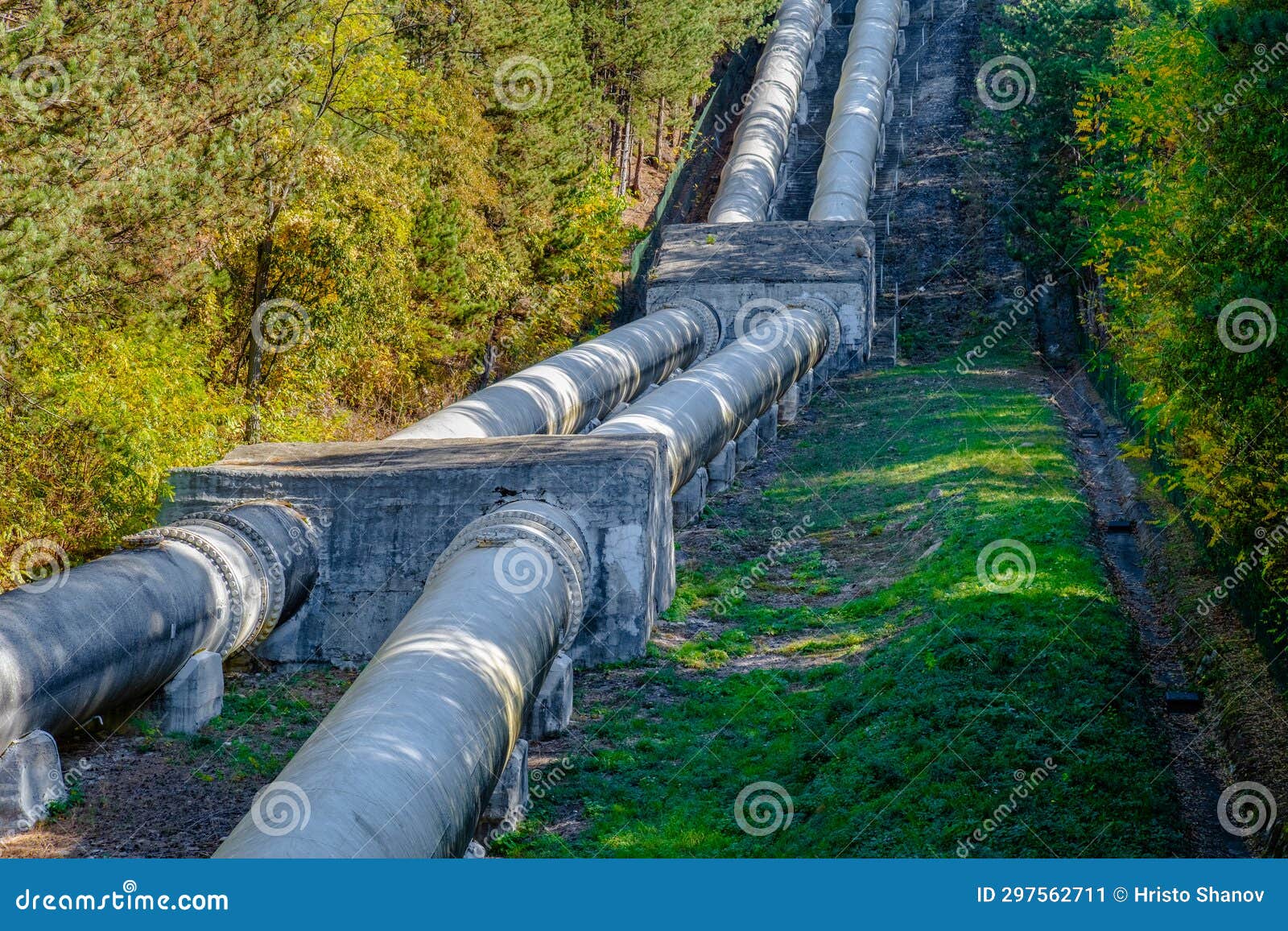 Hydro Energy Pipeline True the Forest Stock Image - Image of trees ...