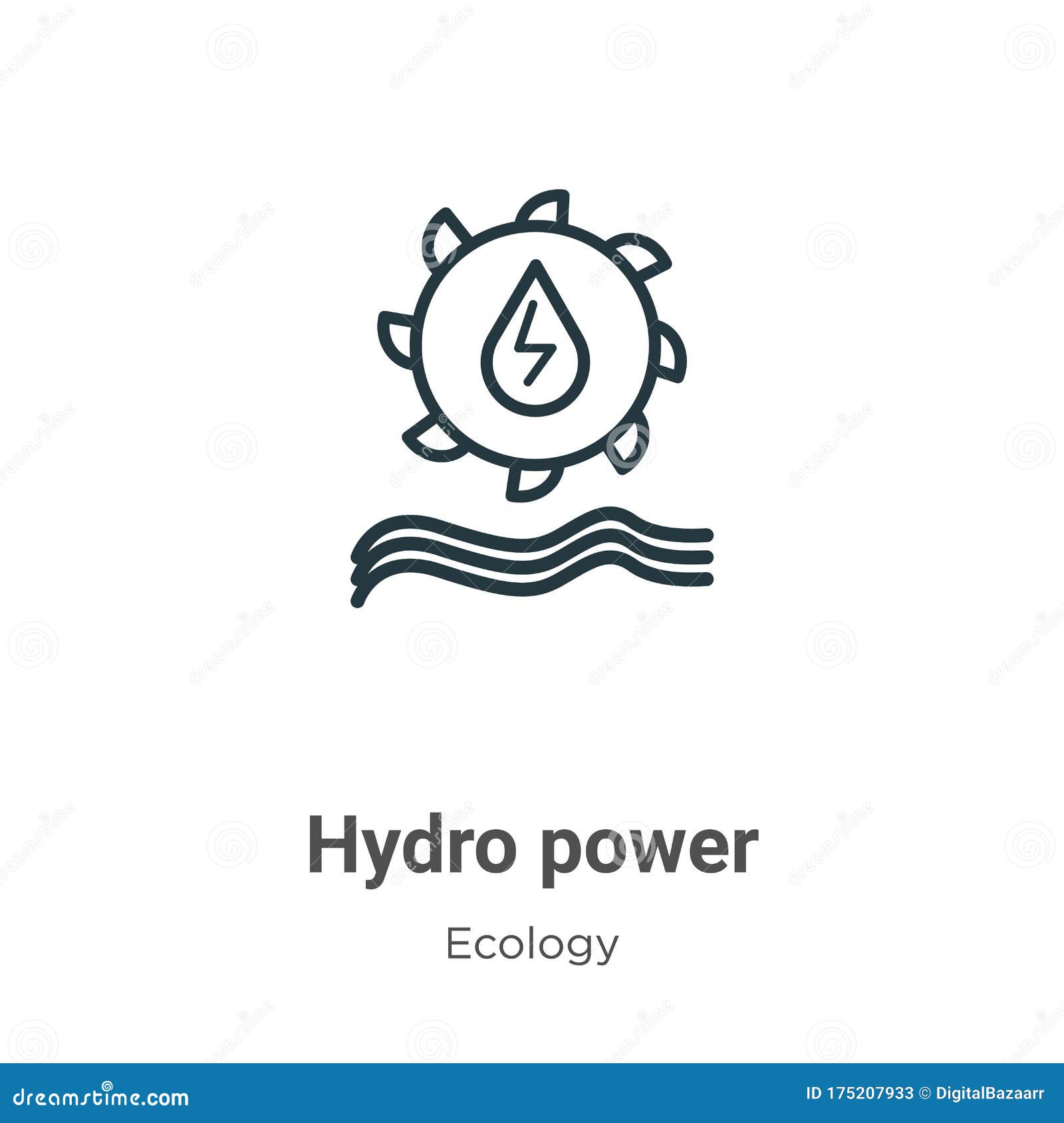 Hydro Power Outline Vector Icon. Thin Line Black Hydro Power Icon, Flat ...