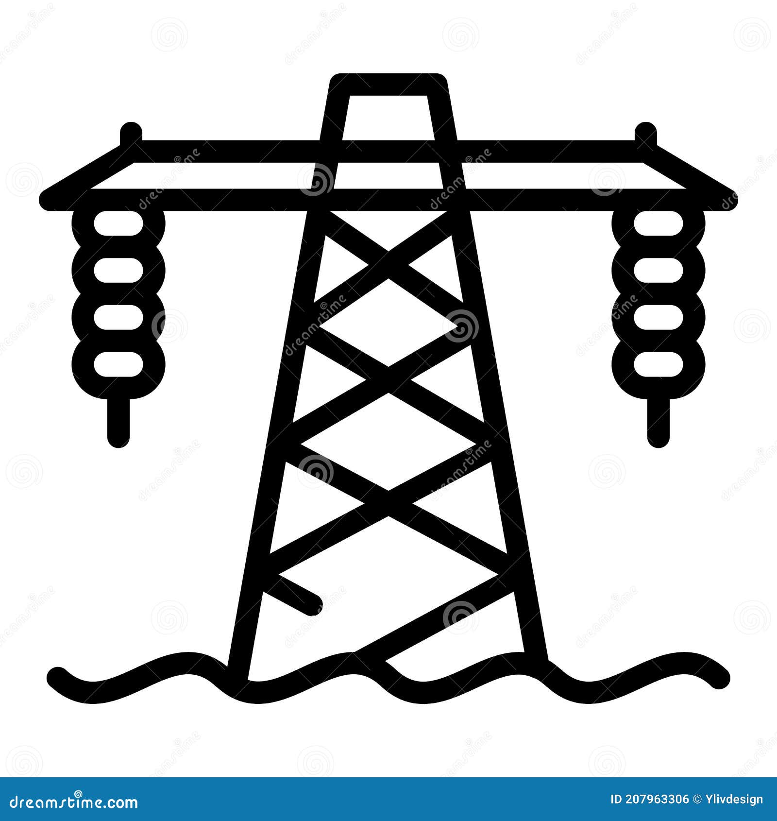 Hydro Power Tower Icon, Outline Style Stock Illustration - Illustration ...