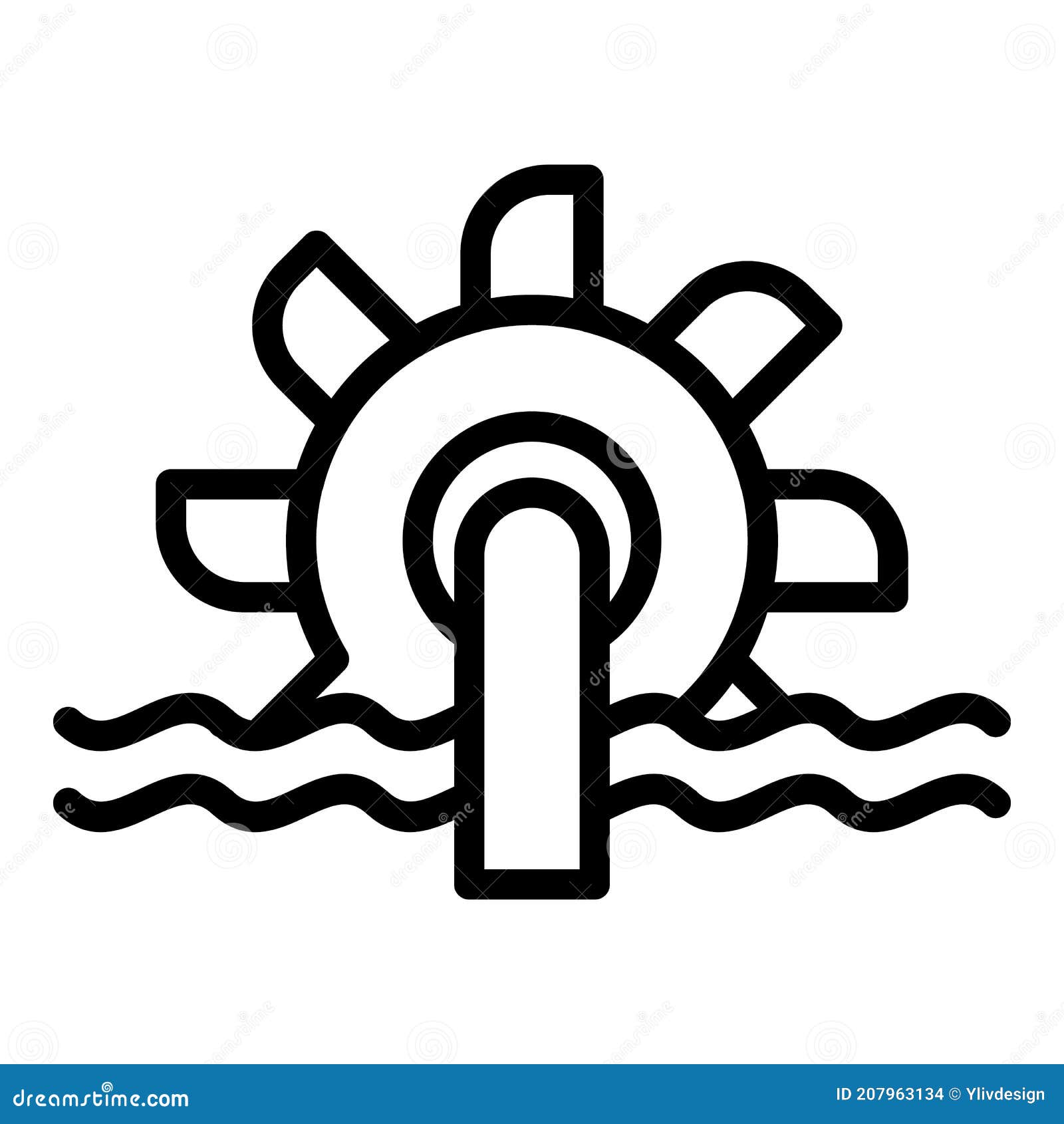 Hydro Power Wheel Icon, Outline Style Stock Illustration - Illustration ...