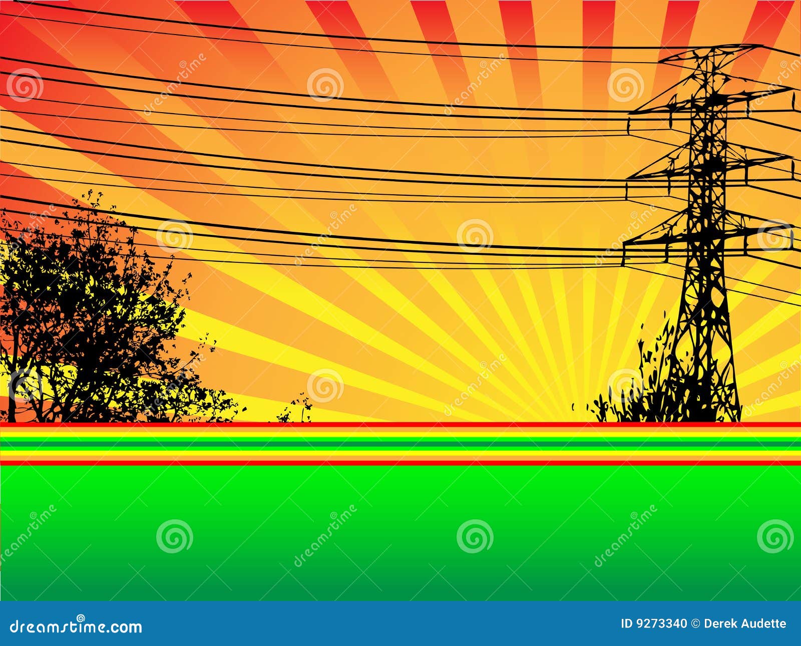 Hydro Tower and Trees Vector Scene Stock Vector - Illustration of ...