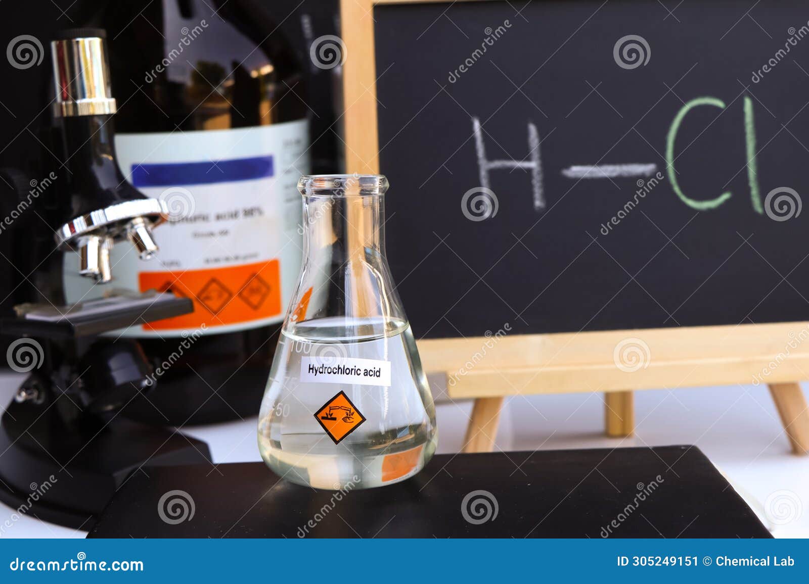 Hydrochloric Acid and Symbol Structural Formula Chemical Stock Image ...