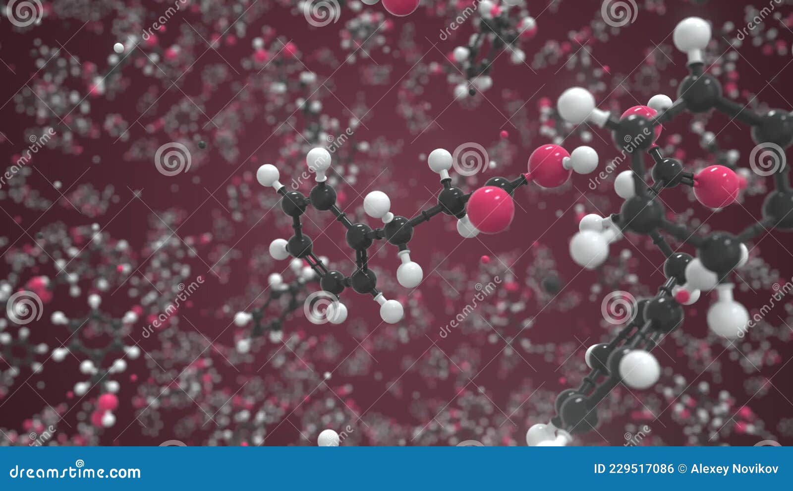 Hydrocinnamic Acid Molecule, Conceptual Molecular Model. Chemical ...
