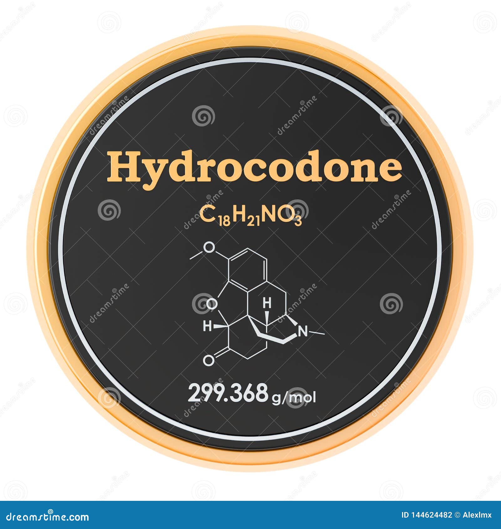 Hydrocodone Narcotic Analgesic Drug Molecule. Also Used As Cough ...