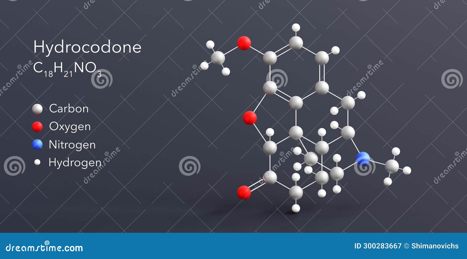 Hydrocodone. Chemical Formula, Molecular Structure. 3D Rendering Stock ...