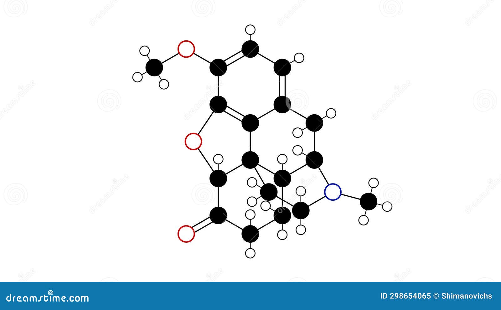 Hydrocodone Molecule, Structural Chemical Formula, Ball-and-stick Model ...