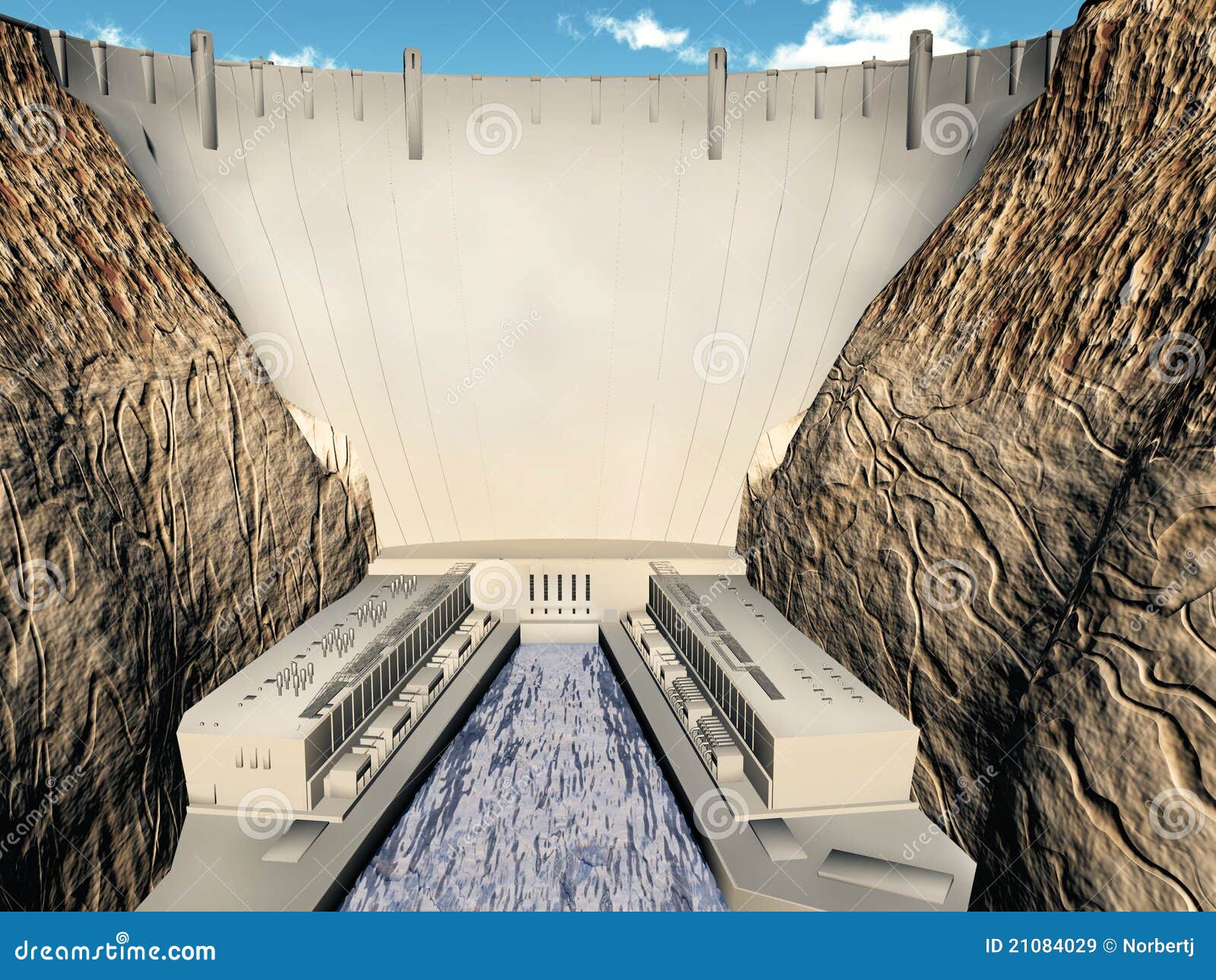 A hydroelectric dam stock illustration. Illustration of construction ...