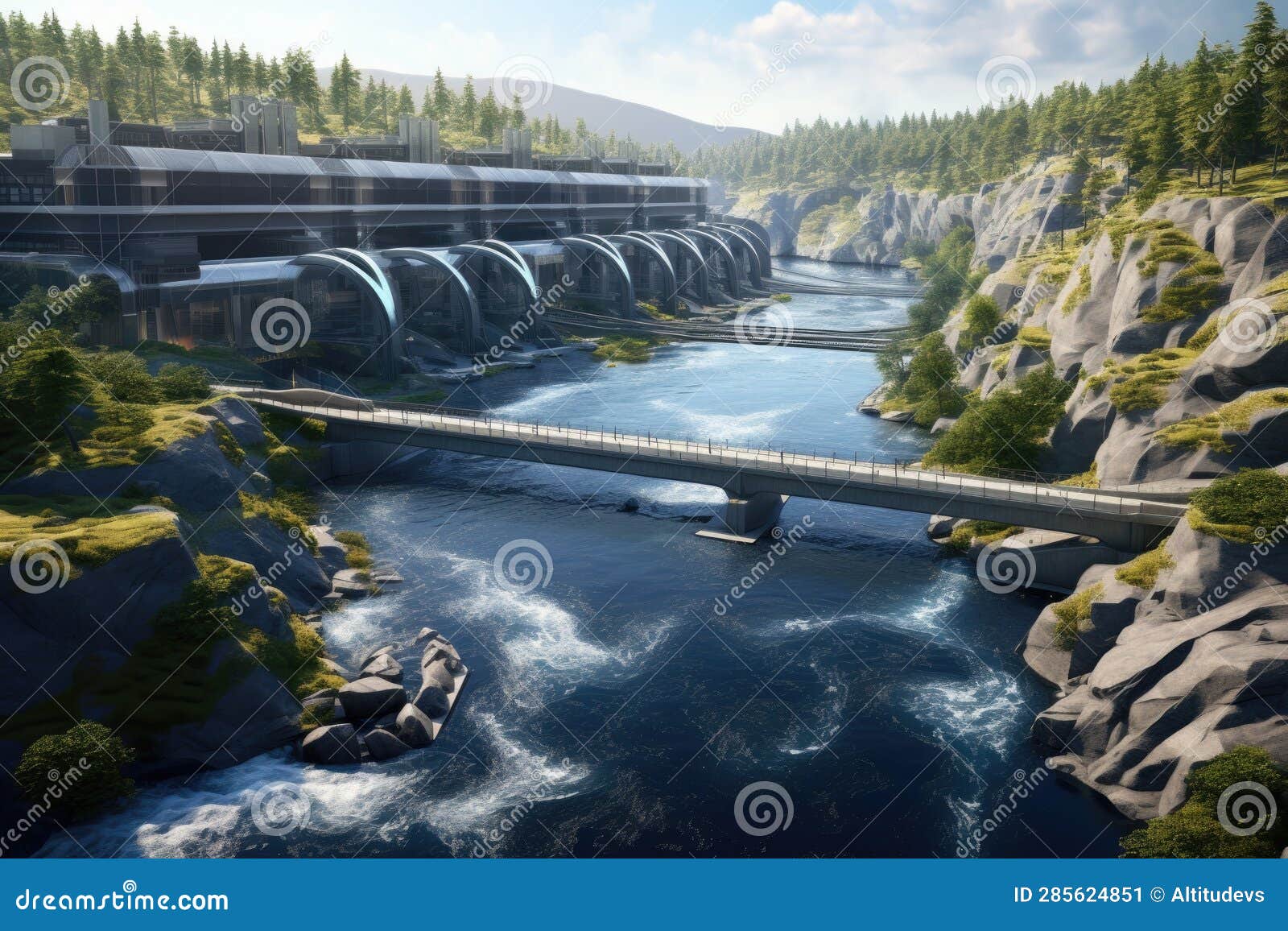 Hydroelectric Dam with Energy Storage System Stock Illustration ...