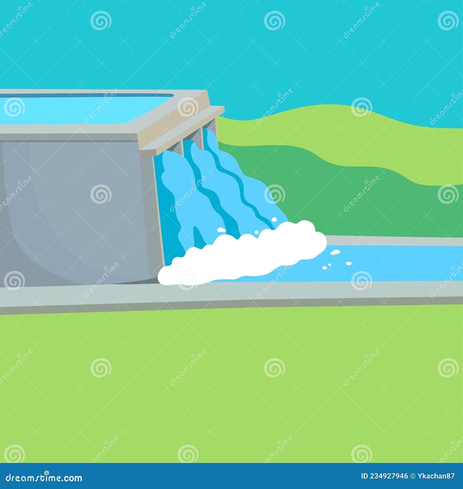 Hydroelectric Dam. Environmentally Friendly Electricity. Vector ...