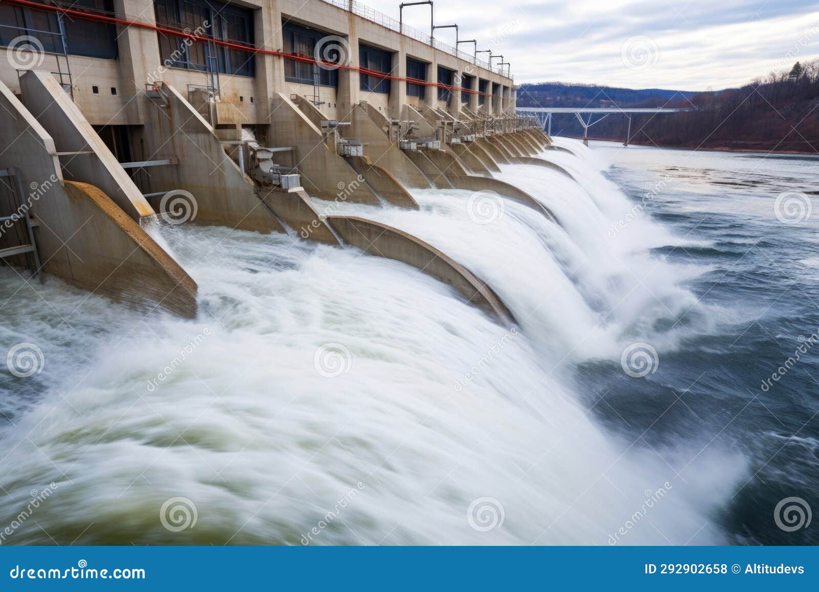 Hydroelectric Dam Generating Energy Stock Illustration - Illustration ...