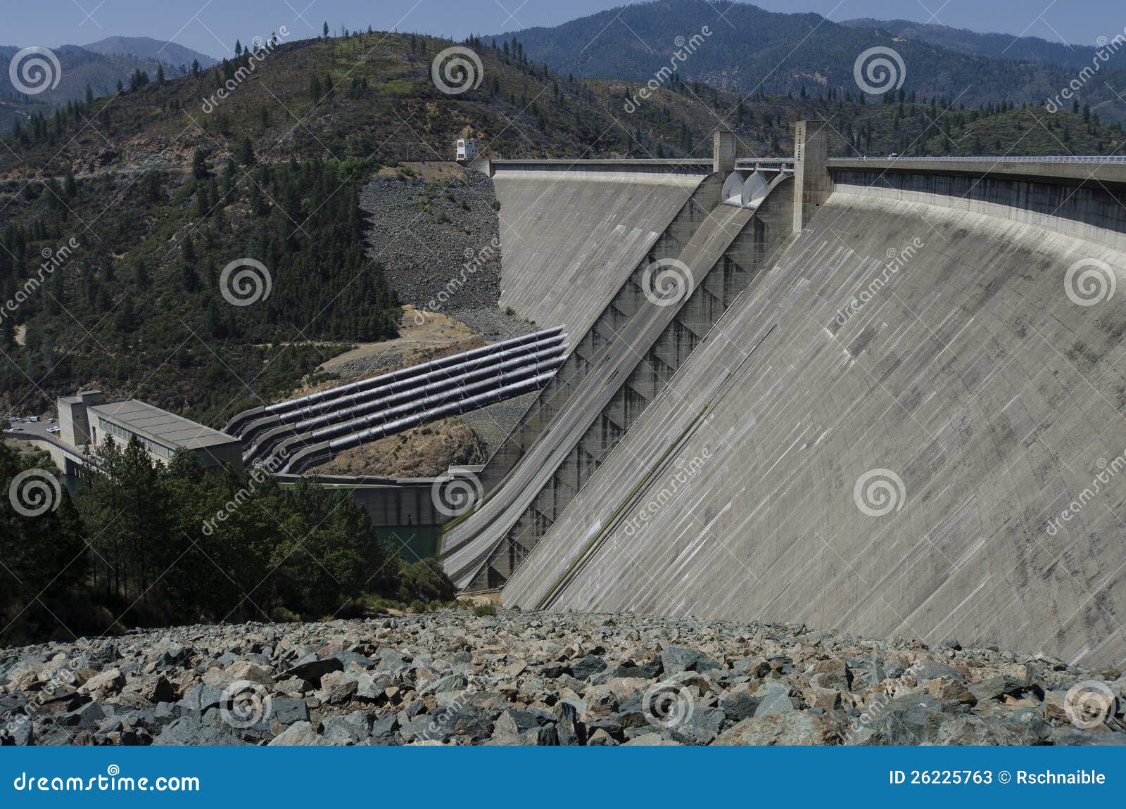 Hydroelectric Dam and Powerhouse, USA Stock Image - Image of gates ...