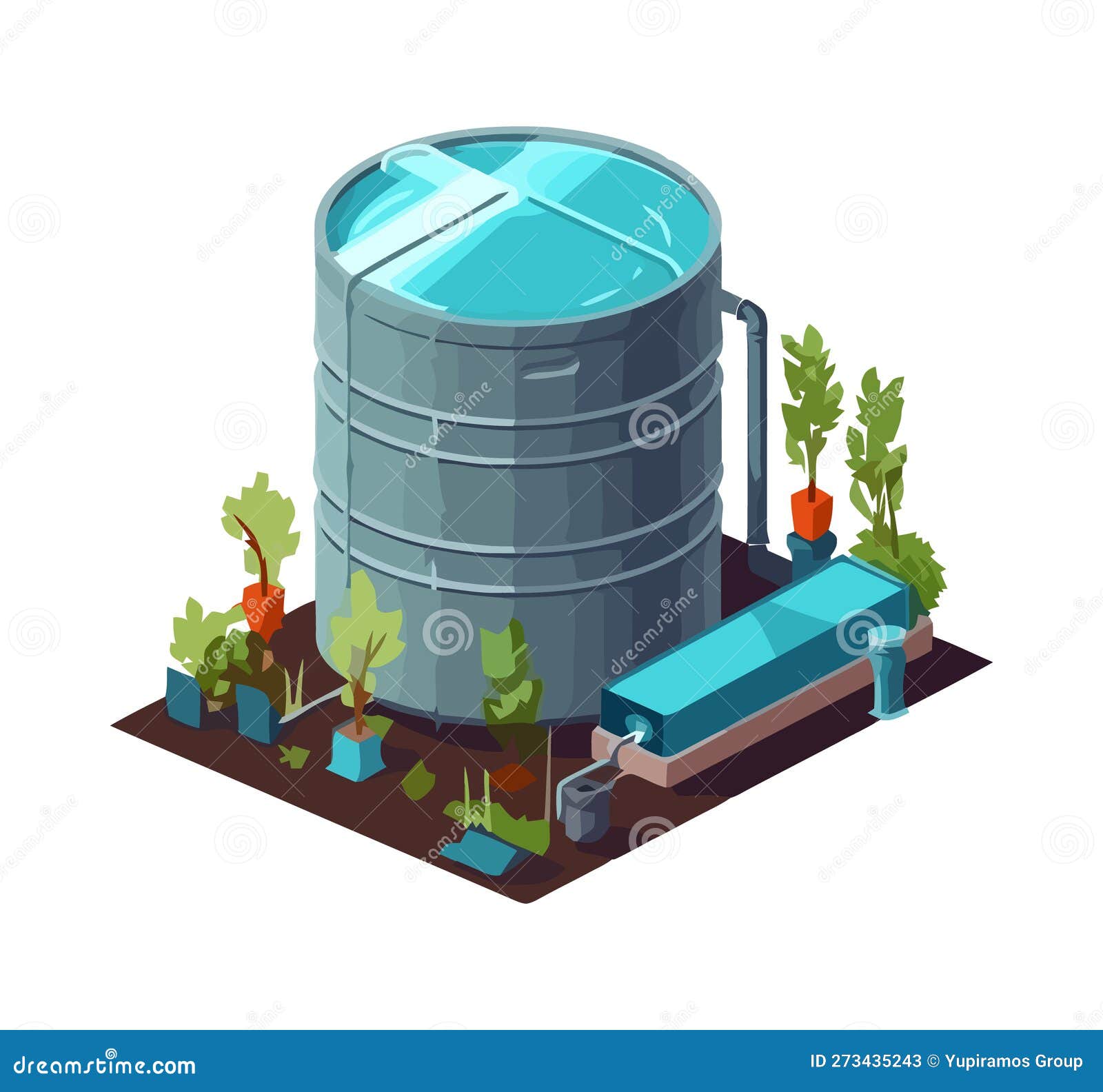 Hydroelectric Plant with Tank Stock Vector - Illustration of ...