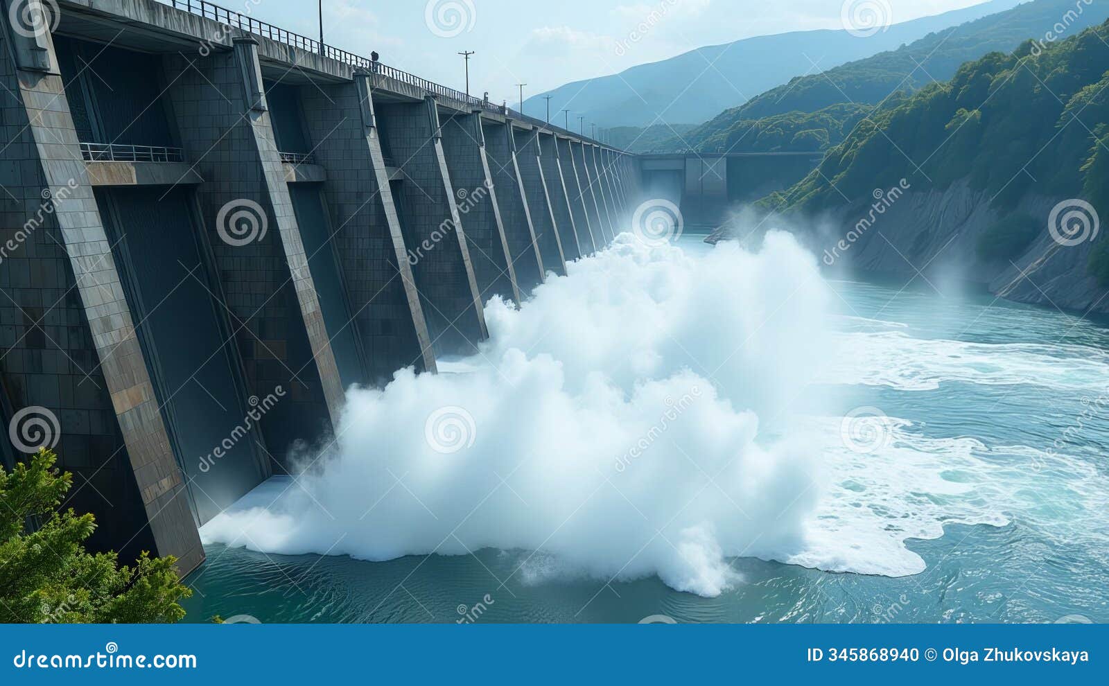 Hydroelectric Power Station Side View Stock Illustration - Illustration ...