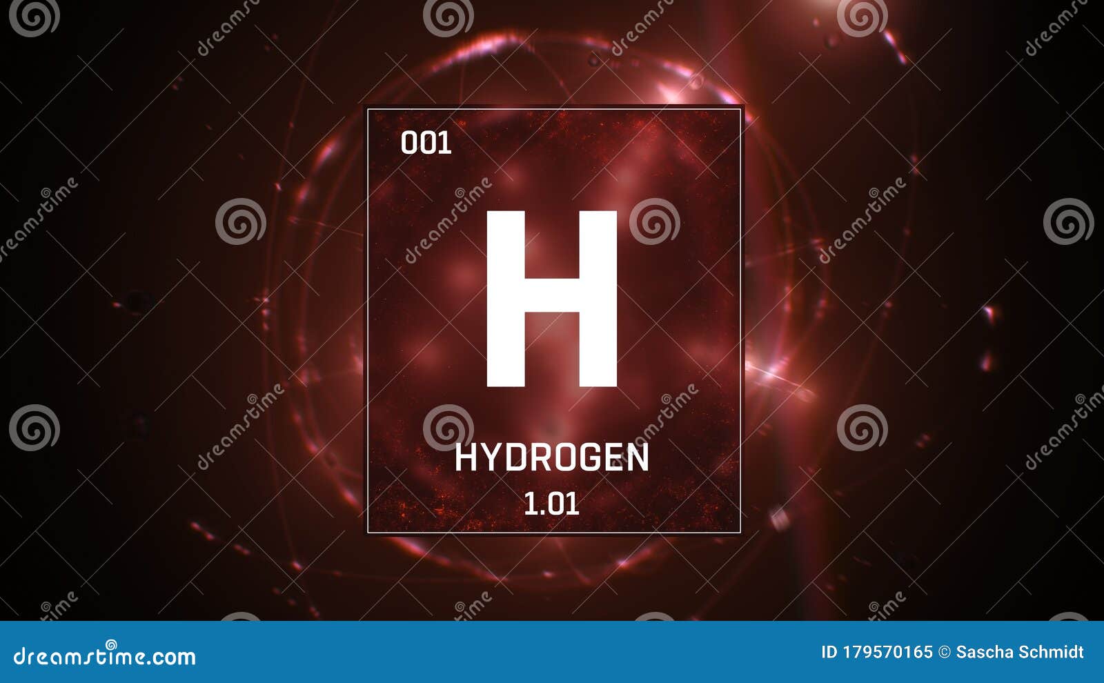 Hydrogen As Element 1 of the Periodic Table 3D Illustration on Red ...
