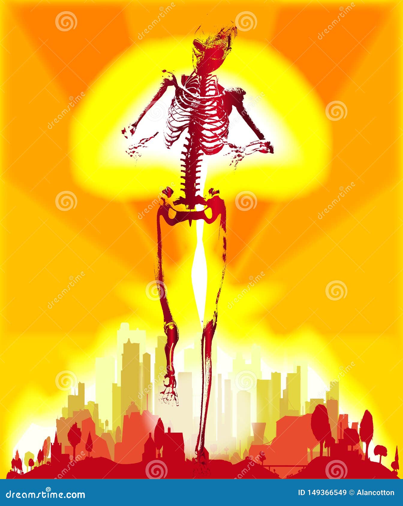Horror of War Bomb Blast stock vector. Illustration of skeleton - 149366549