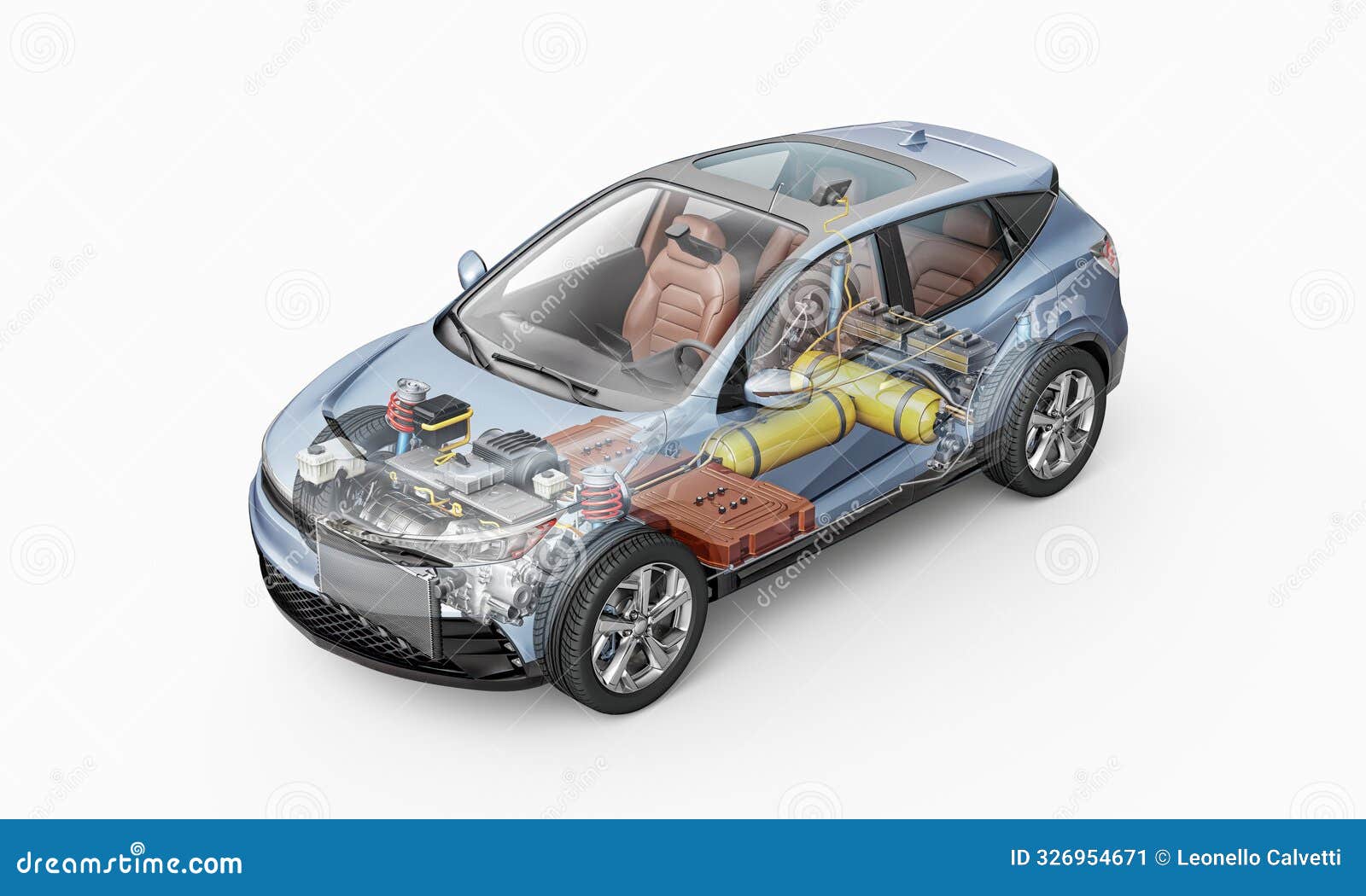 Hydrogen Car Technical Cutaway 3D Rendering Stock Photography ...