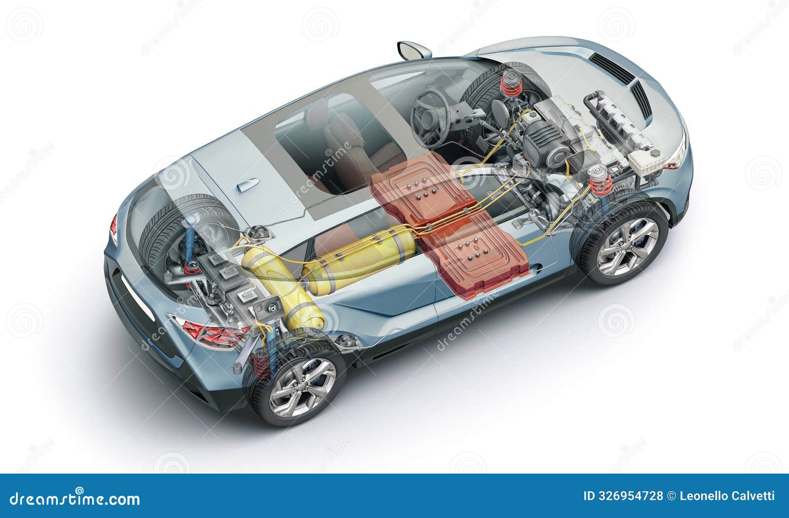 Hydrogen Car Technical Cutaway 3D Rendering Stock Photo | CartoonDealer ...