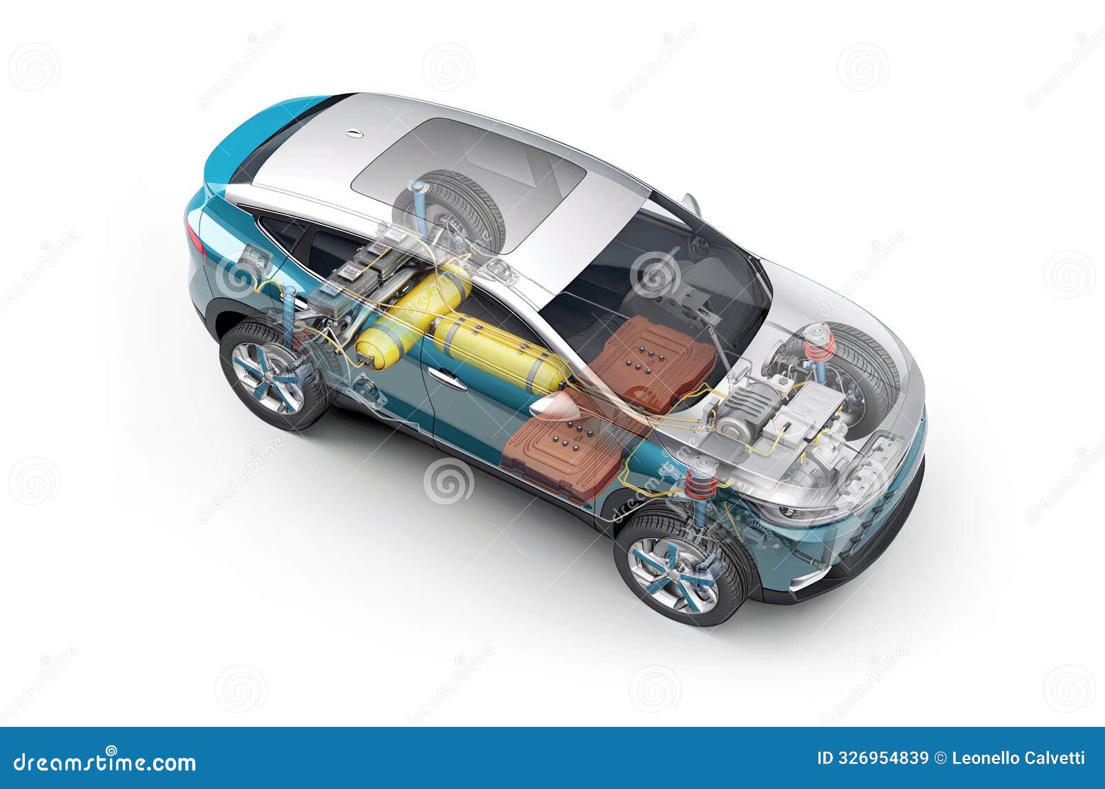 Hydrogen Car Technical Cutaway 3D Rendering Stock Photography ...