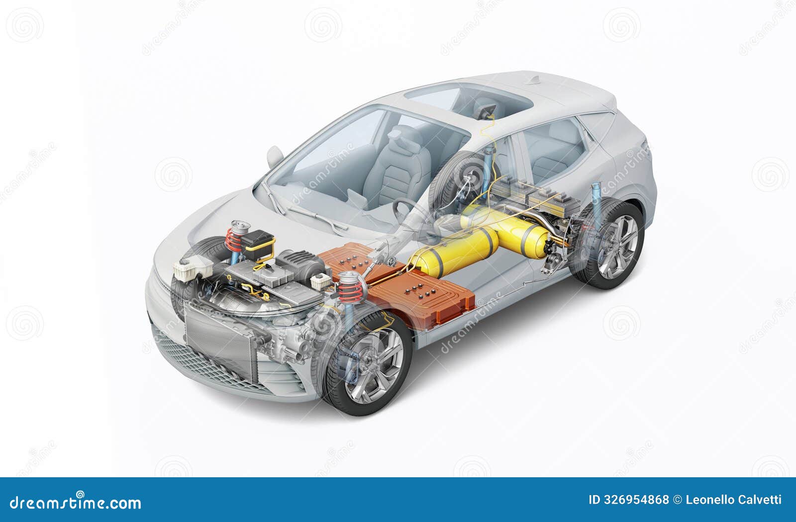 Hydrogen Car Technical Cutaway 3D Rendering Stock Photo | CartoonDealer ...