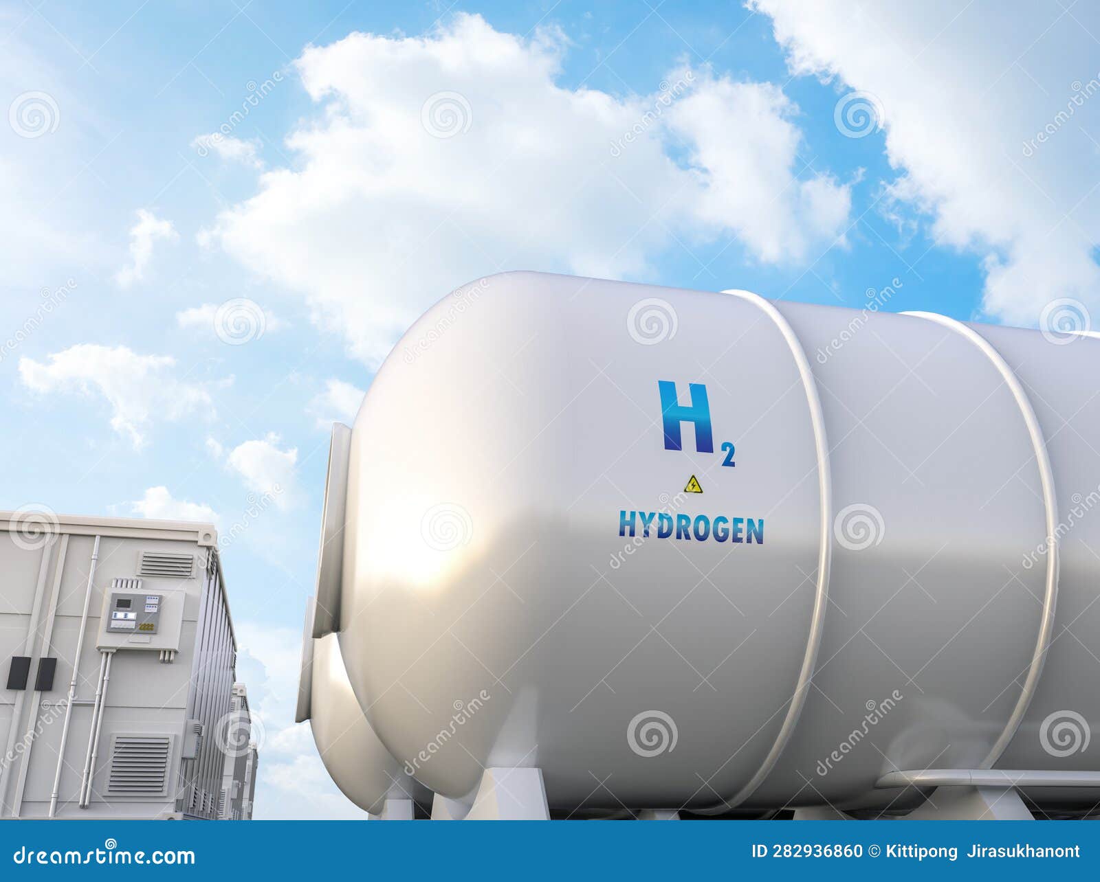 Hydrogen Container Unit or Tank Against Blue Sky Stock Illustration ...