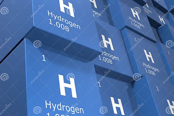 Hydrogen, 3D Rendering Background of Cubes of Symbols of the Elements ...