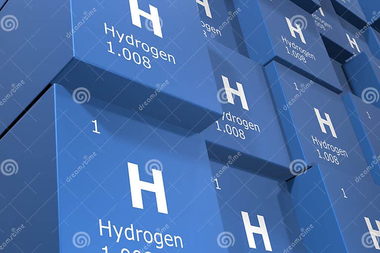 Hydrogen, 3D Rendering Background of Cubes of Symbols of the Elements ...