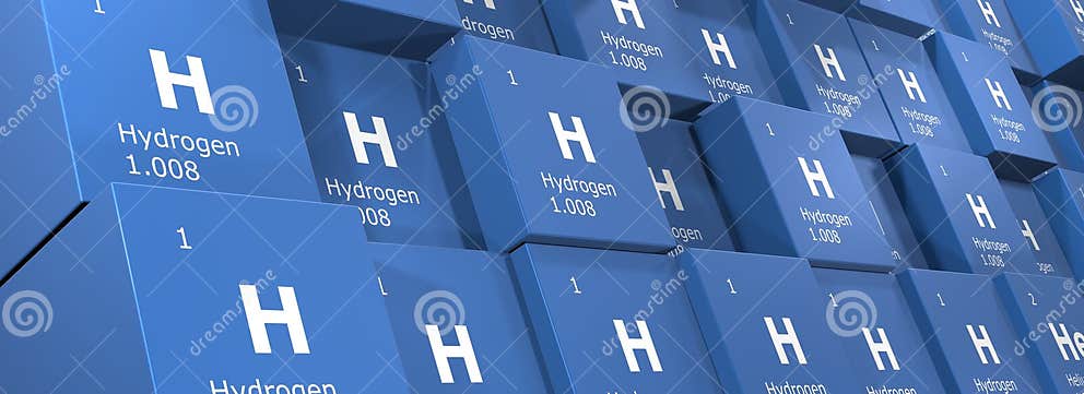 Hydrogen, 3D Rendering Background of Cubes of Symbols of the Elements ...