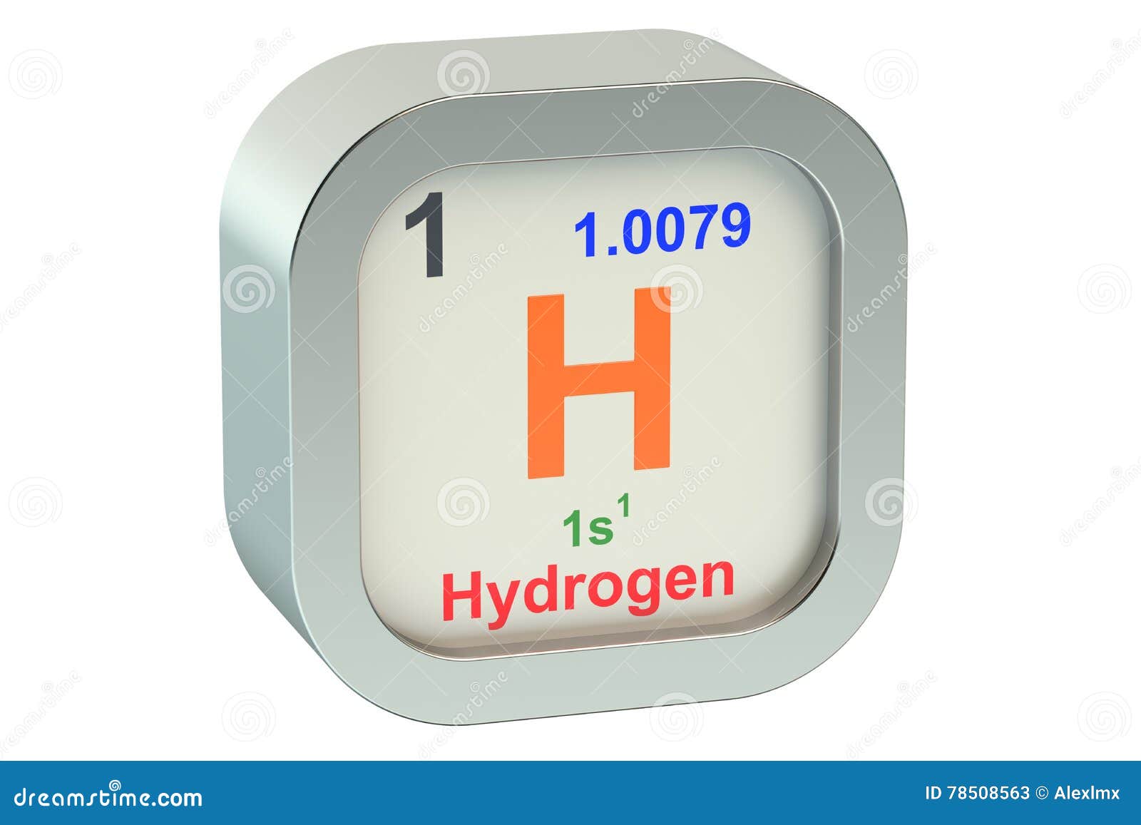 Hydrogen As Element 1 Of The Periodic Table 3D Illustration On Blue ...