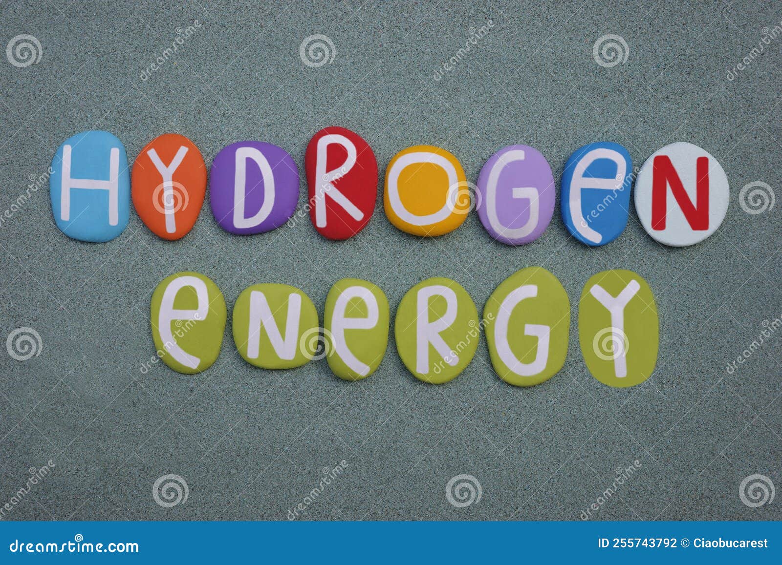 Hydrogen Energy, Creative Text Composed with Multi Colored Stone ...