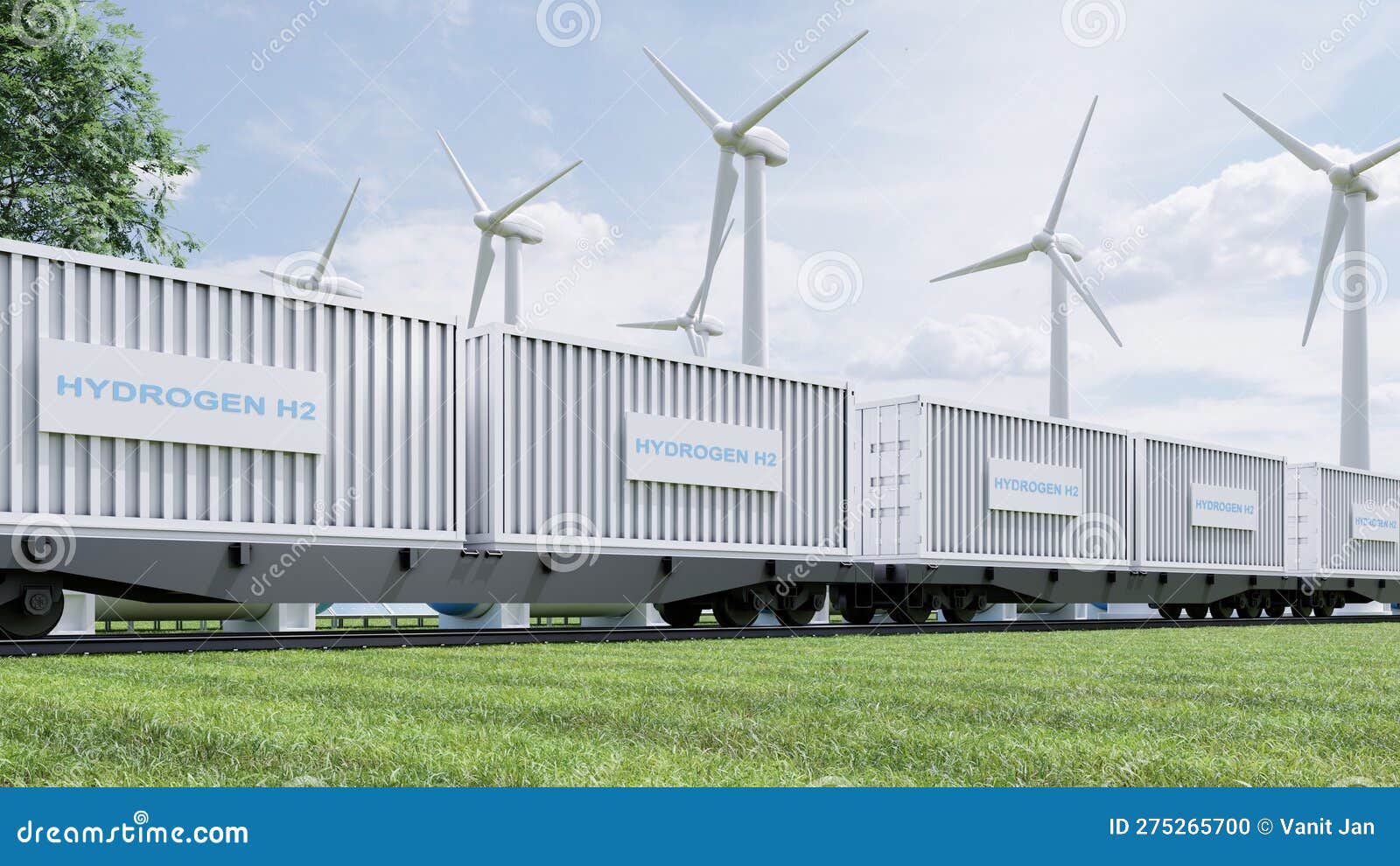 Hydrogen Energy Delivery by Container Train Stock Illustration ...