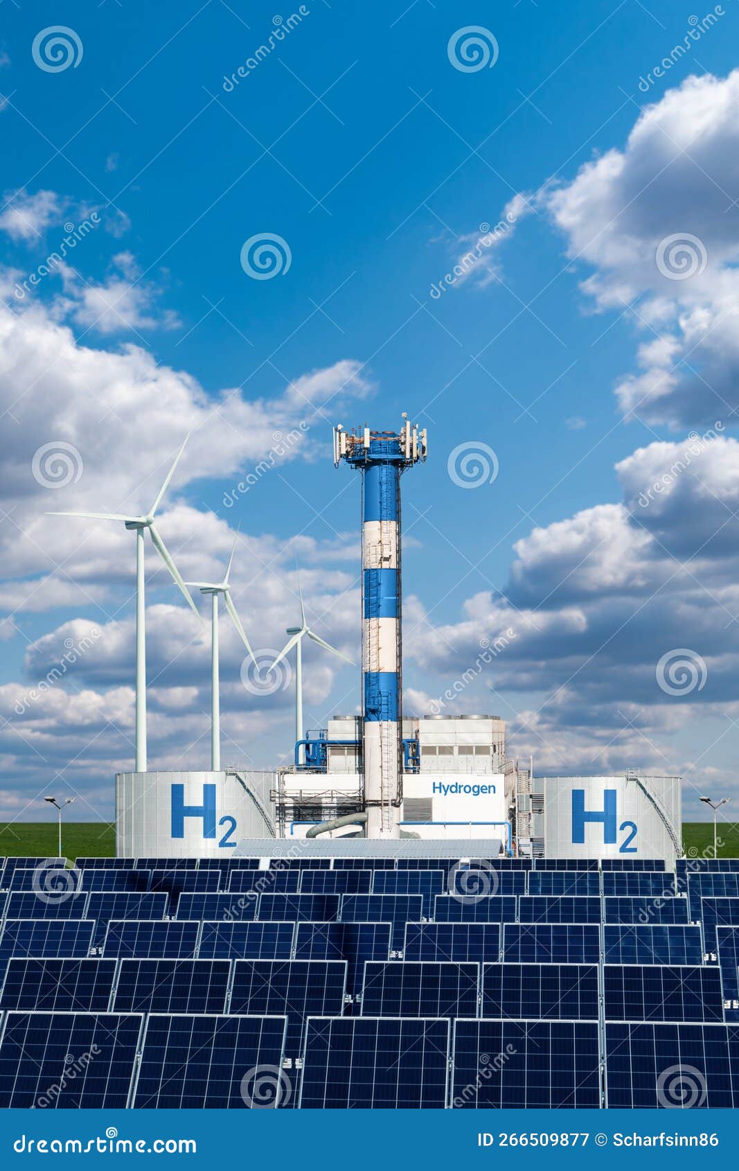 Hydrogen factory concept. stock illustration. Illustration of clean ...