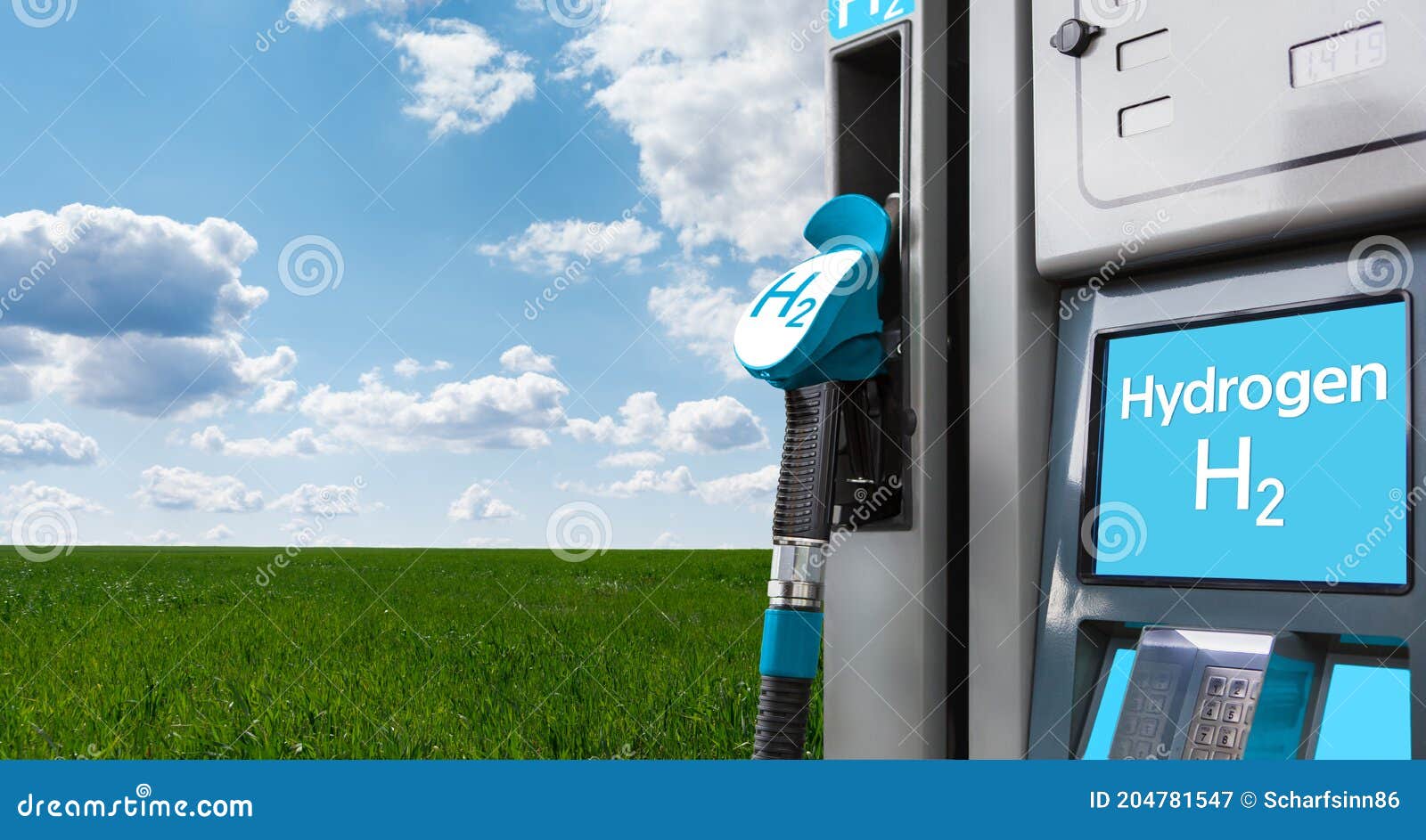 Hydrogen Gas Station With Solar Panels And Wind Turbines On The ...