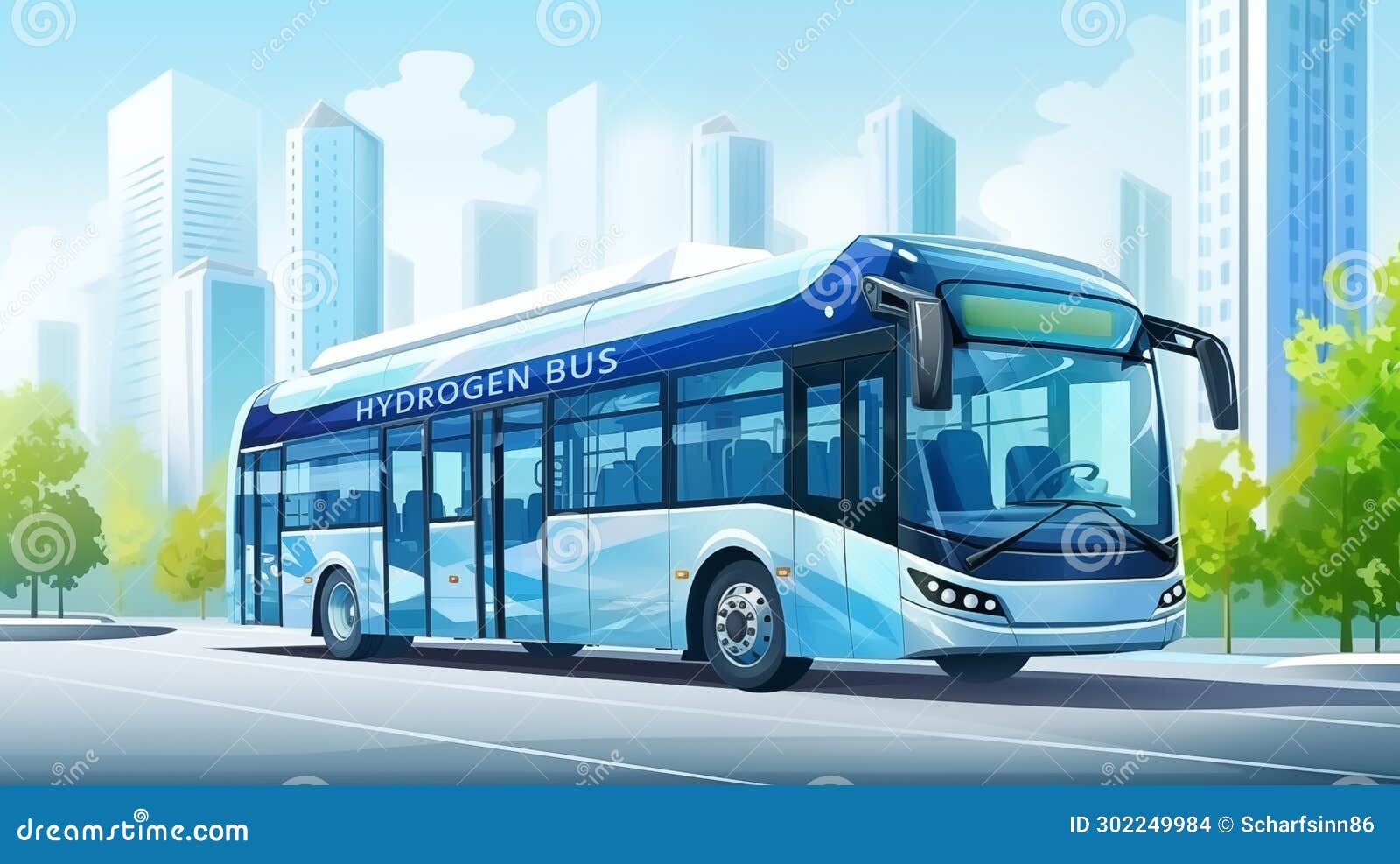 Hydrogen Fuel Cell Bus Concept Stock Photo - Image of public, fuel ...