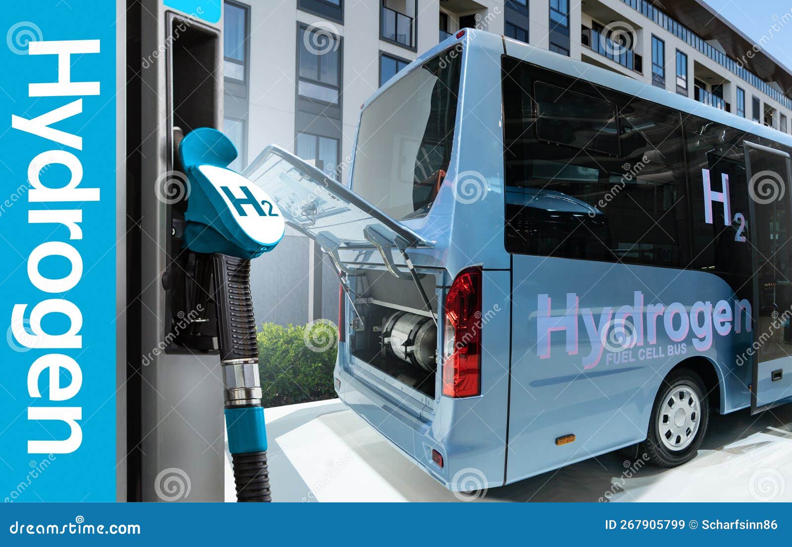 A hydrogen fuel cell bus stock image. Image of street - 267905799