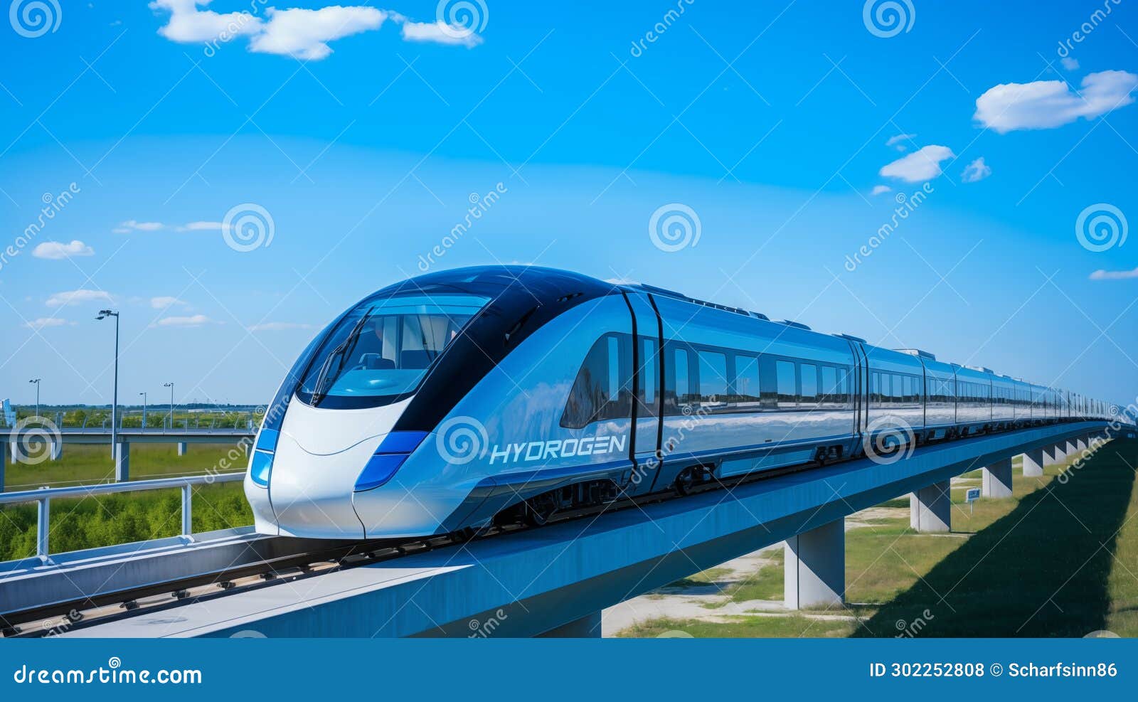 A Hydrogen Fuel Cell Train Concept Stock Photo - Image of railroad ...