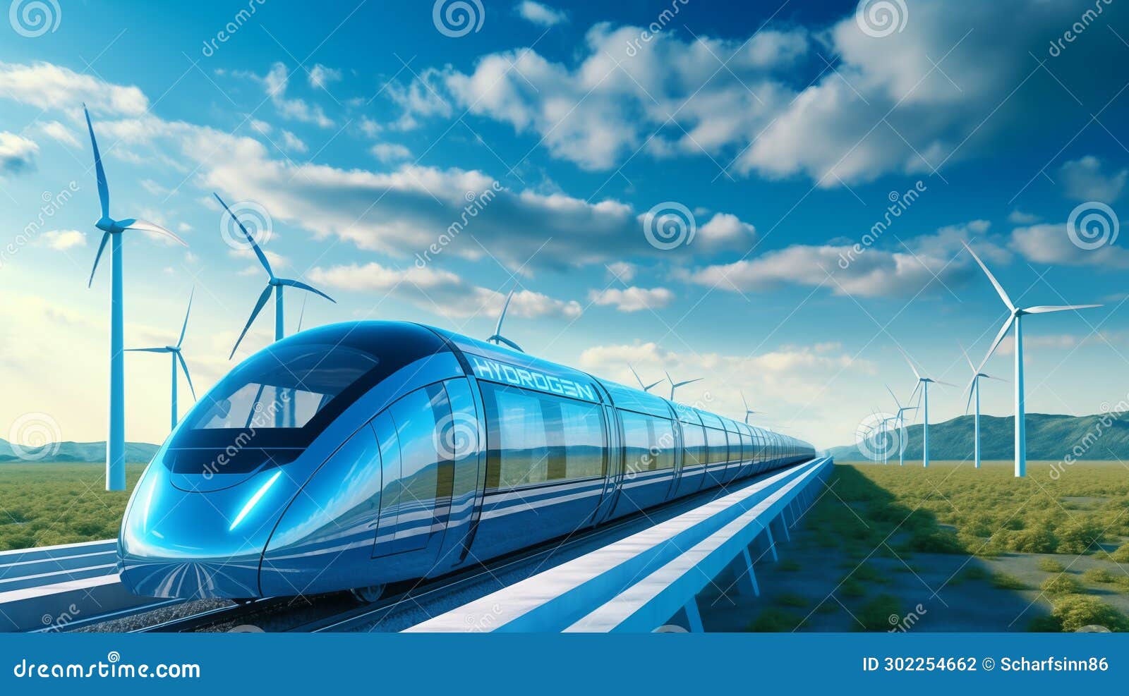 A Hydrogen Fuel Cell Train Concept Stock Photo - Image of railroad ...