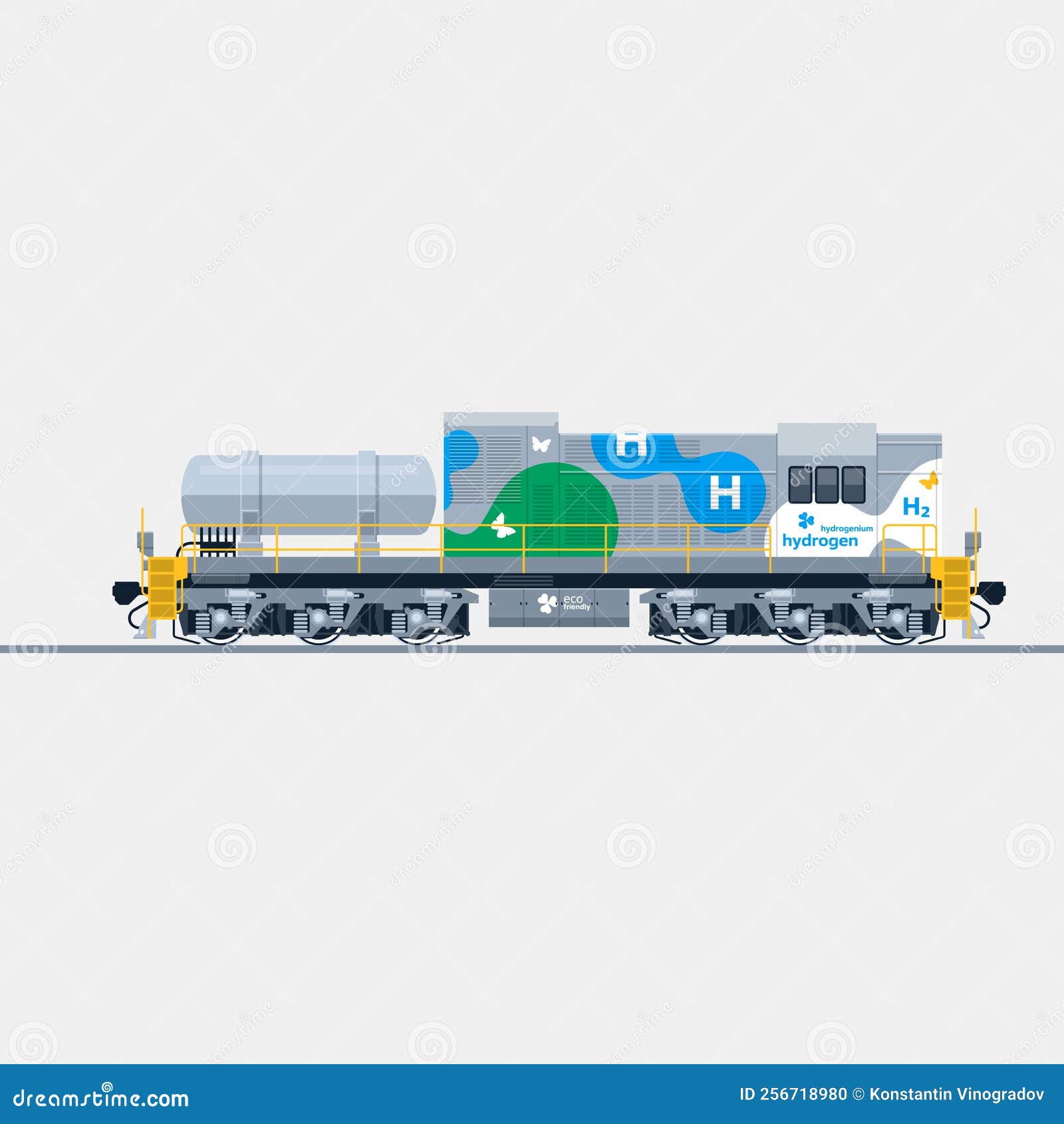A Hydrogen-fueled Locomotive. Side View Stock Vector - Illustration of ...