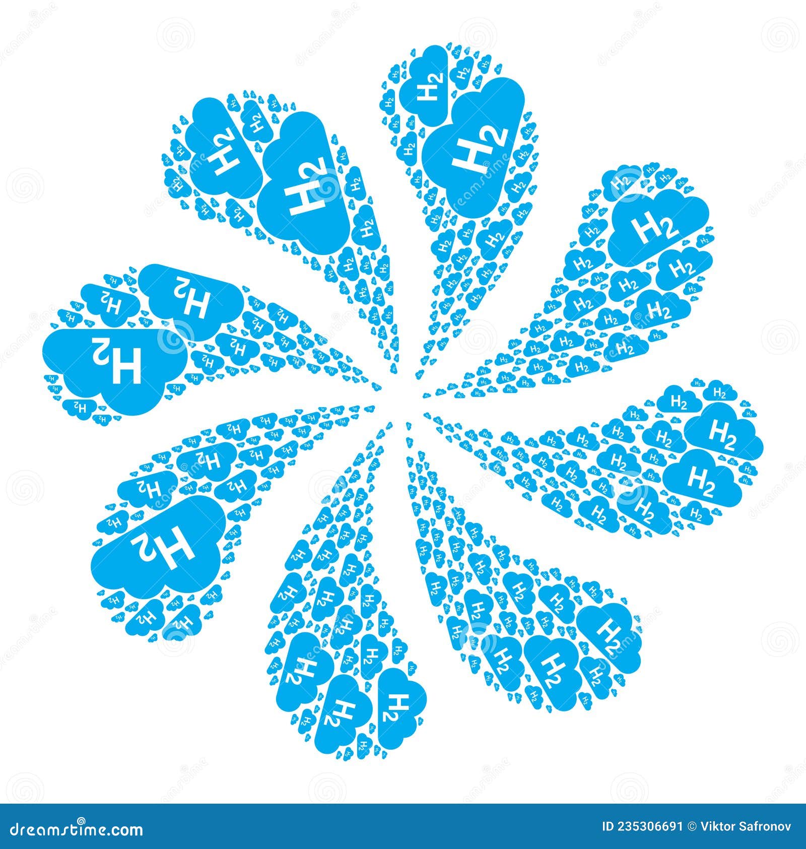 Hydrogen Gas Icon Rotation Flower Shape Stock Vector - Illustration of ...