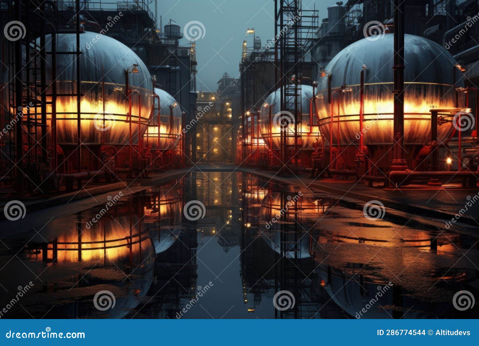 Hydrogen Gas Storage Tanks in Industrial Setting Stock Illustration ...