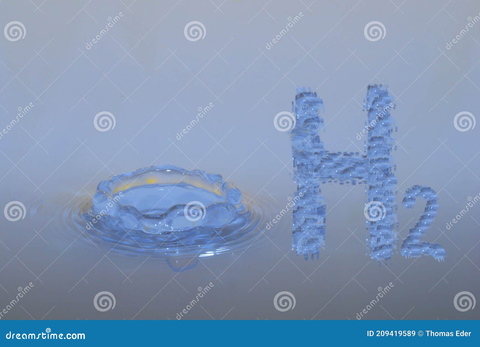 Hydrogen H2 Letters and a Drop Impact in a Fluid Stock Illustration ...