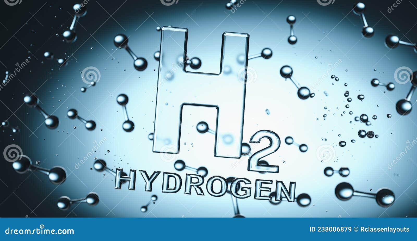 Hydrogen H2 Symbol with Hydrogen Molecules Floating in Liquiq - Clean ...