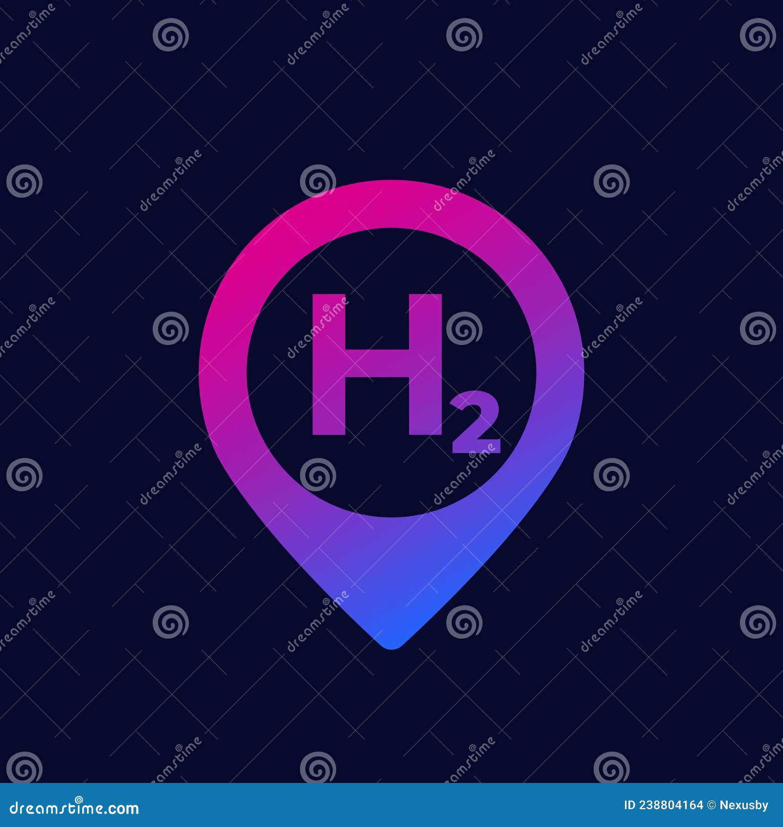 Hydrogen Icon with Pin Marker, Vector Stock Vector - Illustration of ...