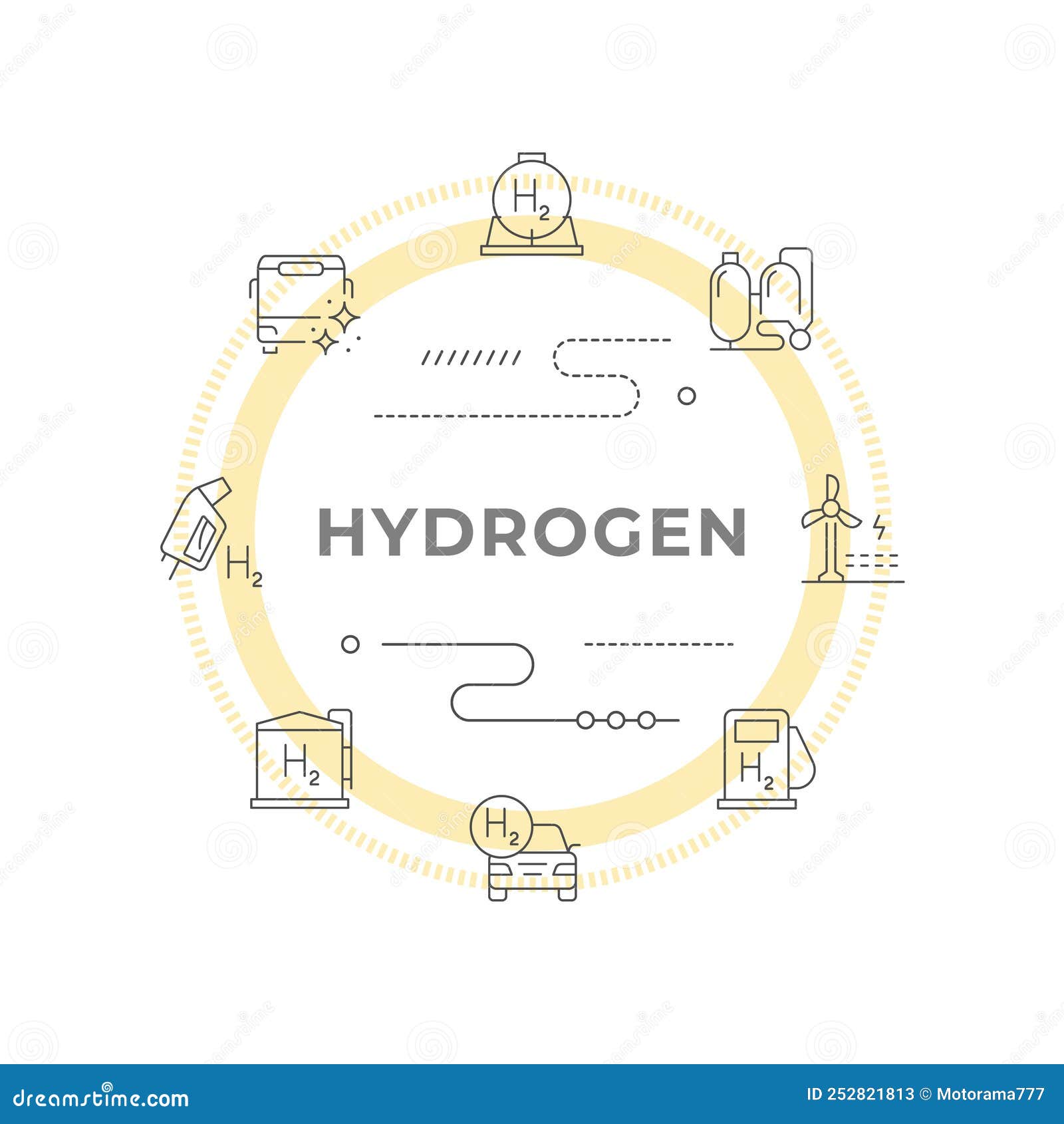 Hydrogen Line Outline Modern Concept Stock Vector - Illustration of ...